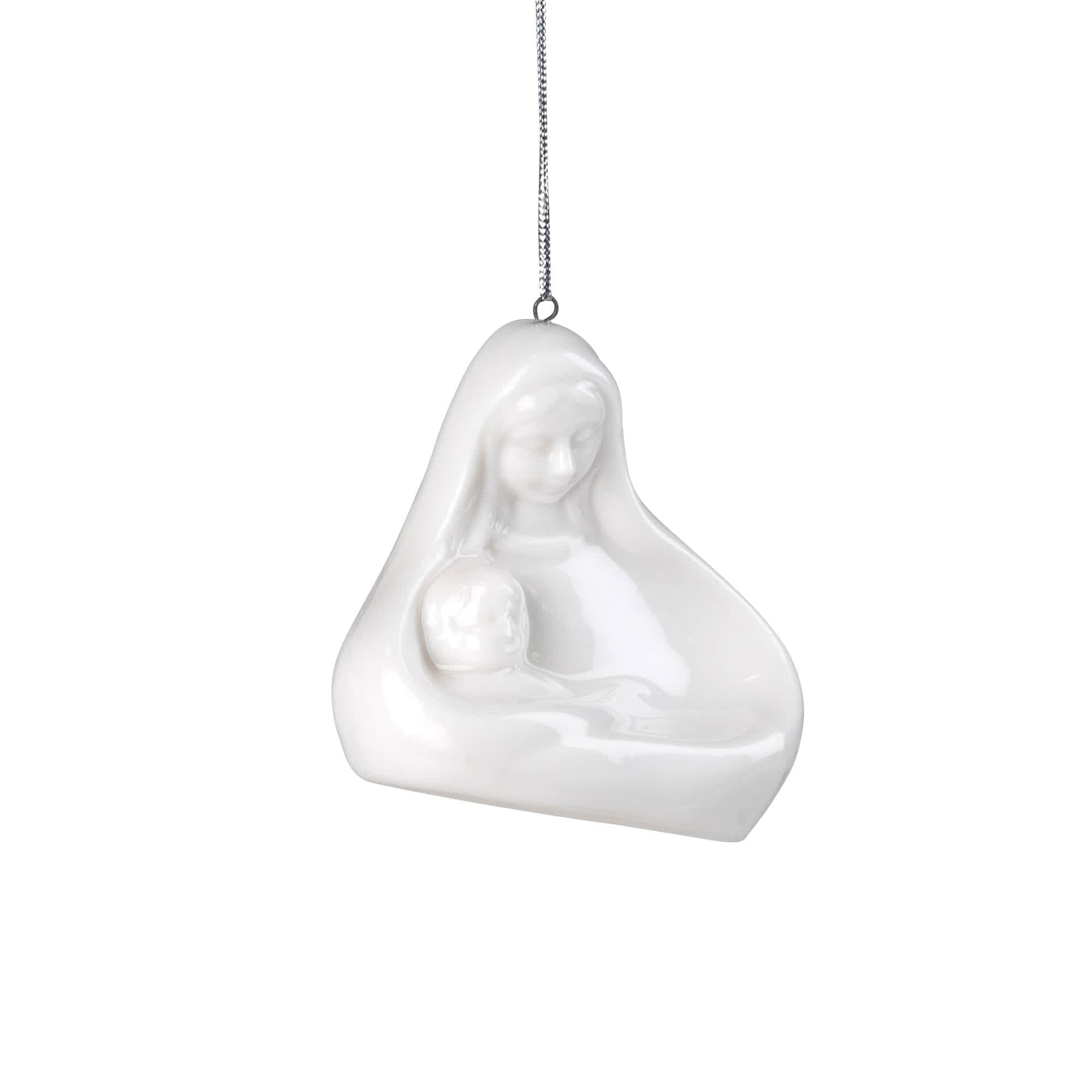 Roman Glossy Mary and Jesus Ceramic Christmas Ornament - 2.75 inch ...