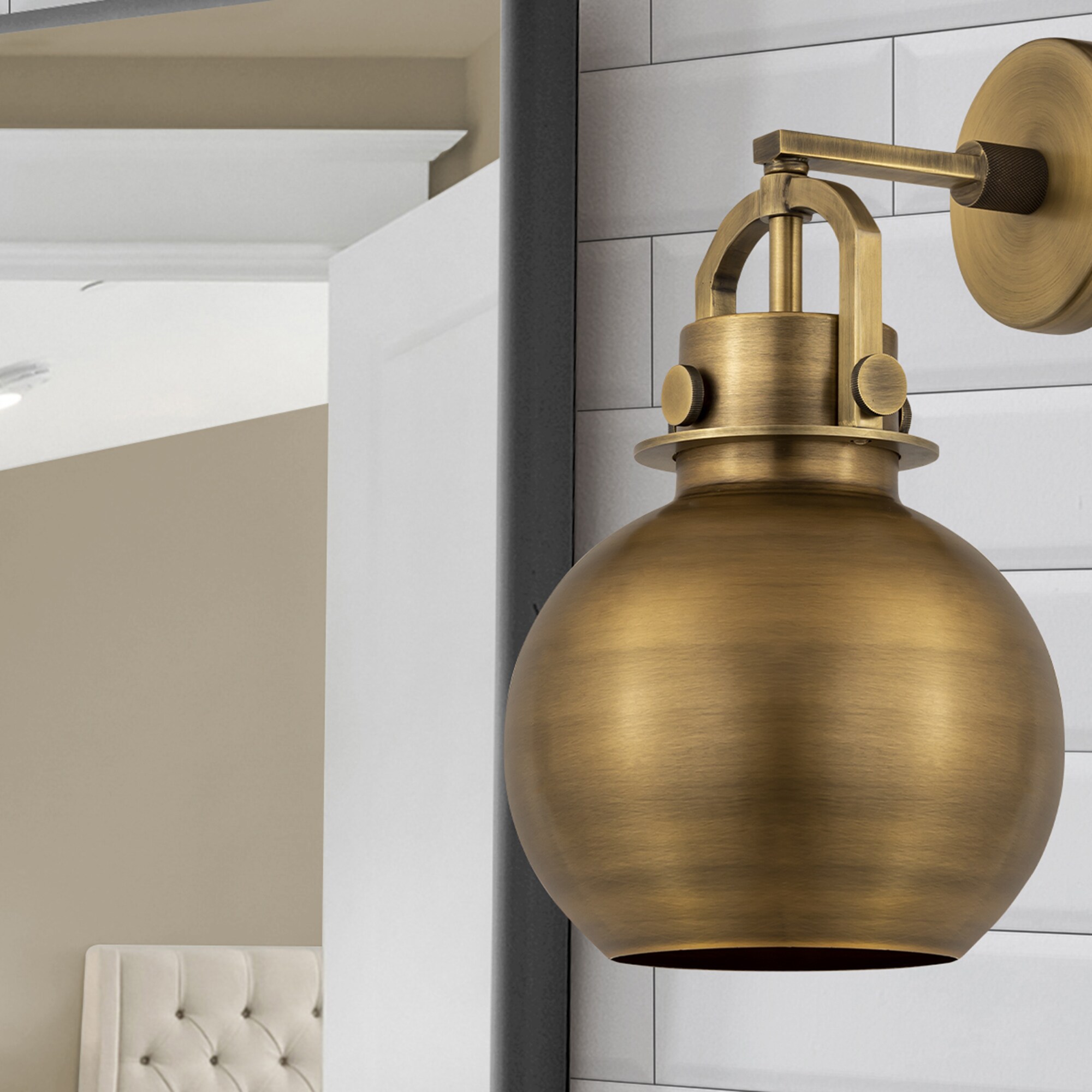 Innovations Lighting Newton Sphere 8-in W 1 -Light Brushed Brass ...