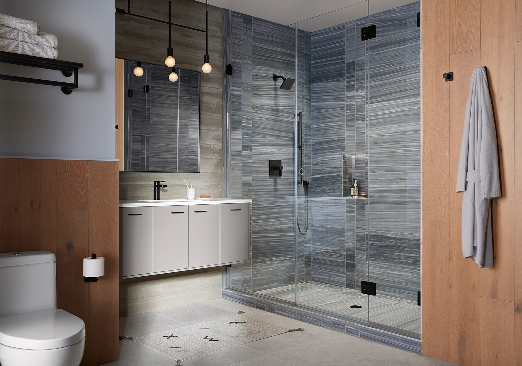Kohler Parallel 24 In Double Matte Black Wall Mount Double Towel Bar In The Towel Bars