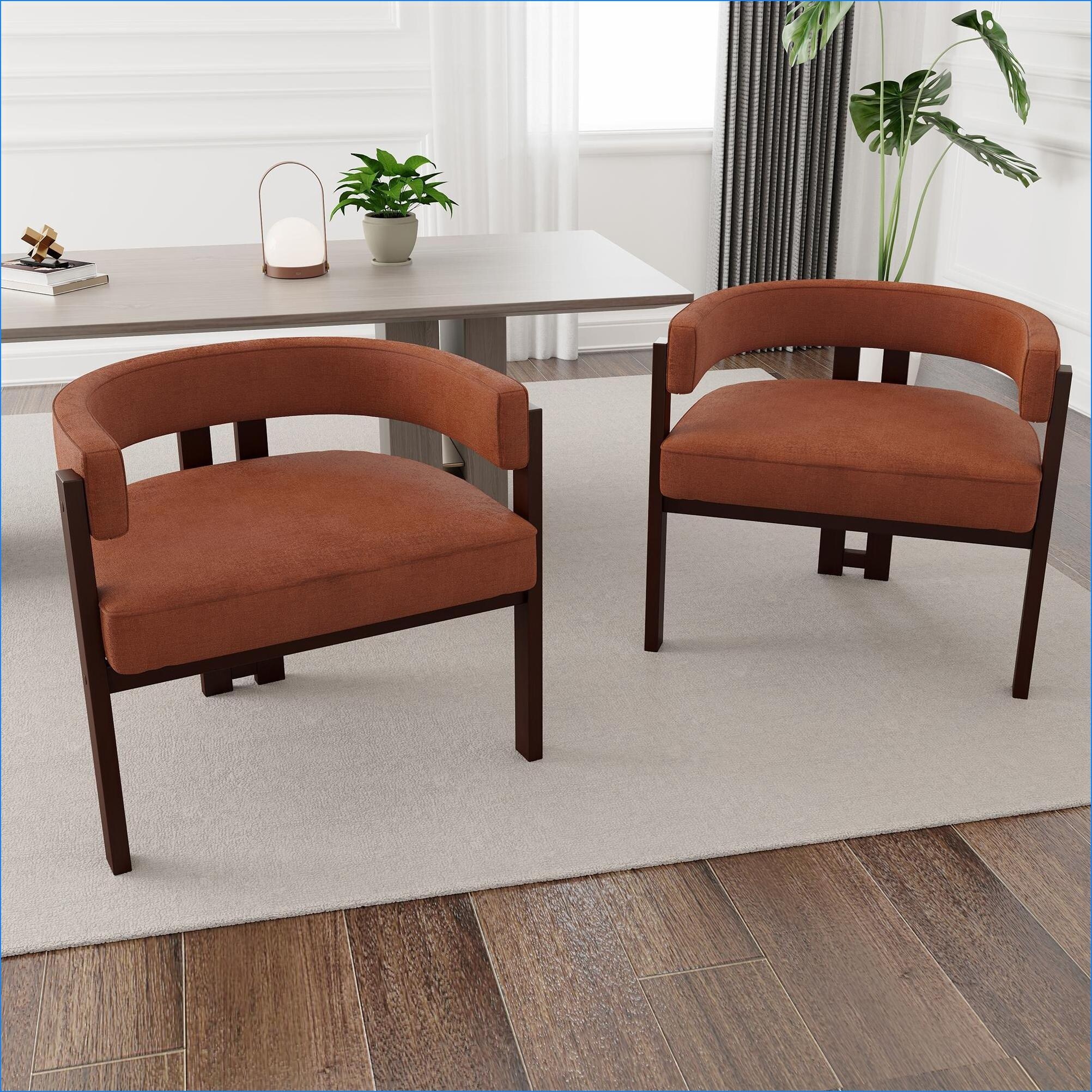 Watnature Set of 2 Modern Chenille Upholstered Accent Chairs for Adults ...