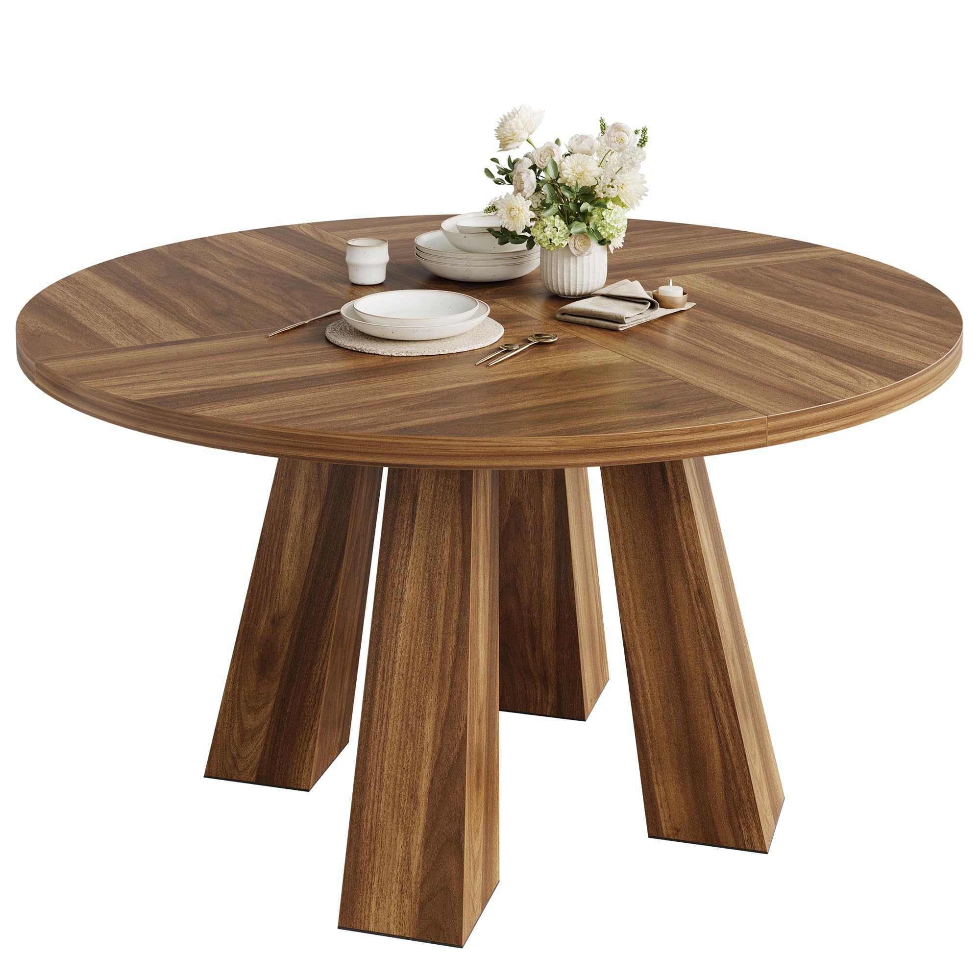 GarveeLife Small Round Dining Table for 4 - Wooden Farmhouse Kitchen ...