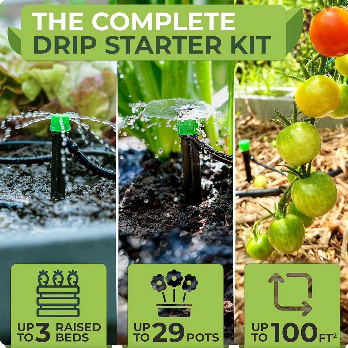 Aoibox Adjustable Premium Drip Irrigation System for Garden Raised Beds ...