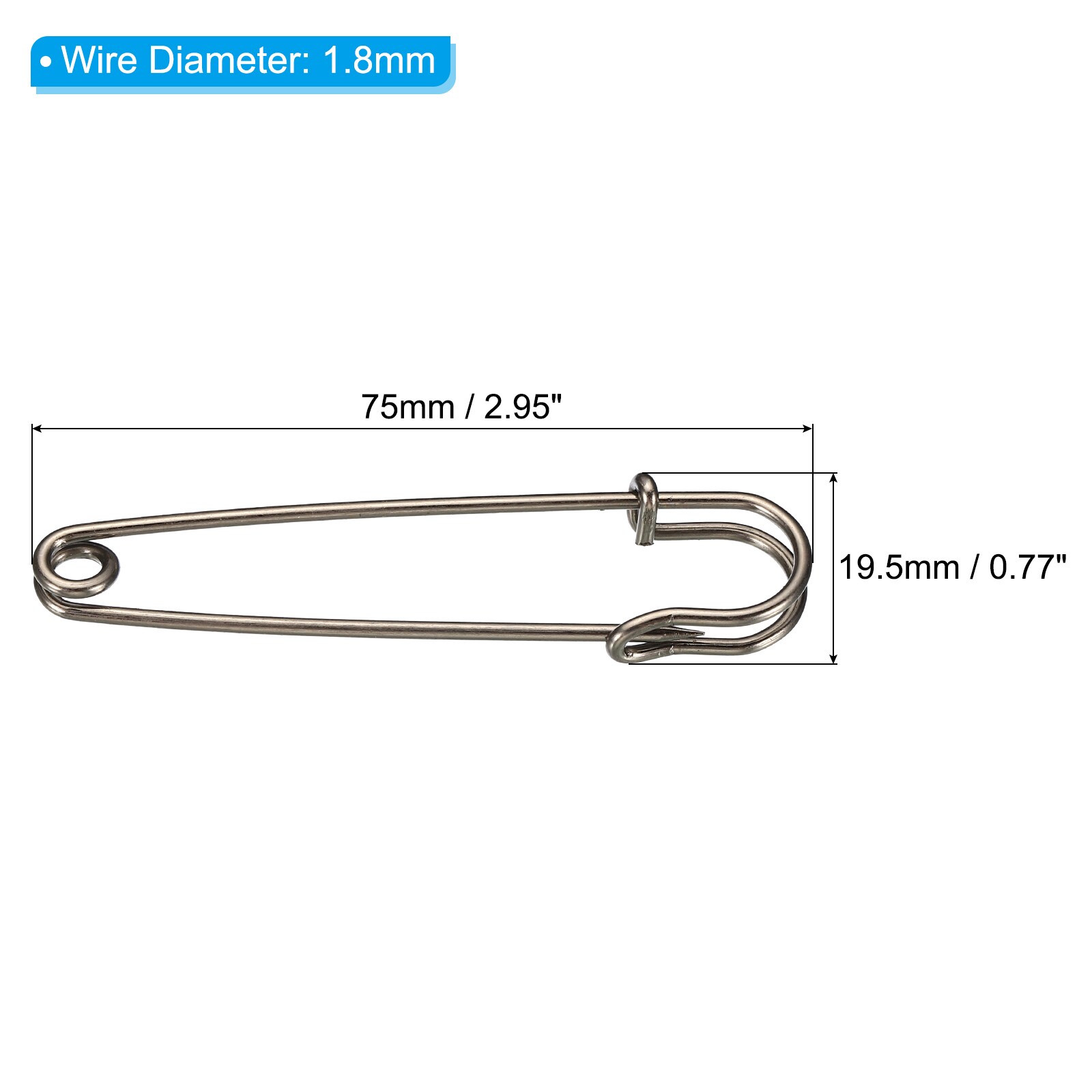 Unique Bargains Safety Pins 2.95 Inch Large Metal Sewing Pins for ...