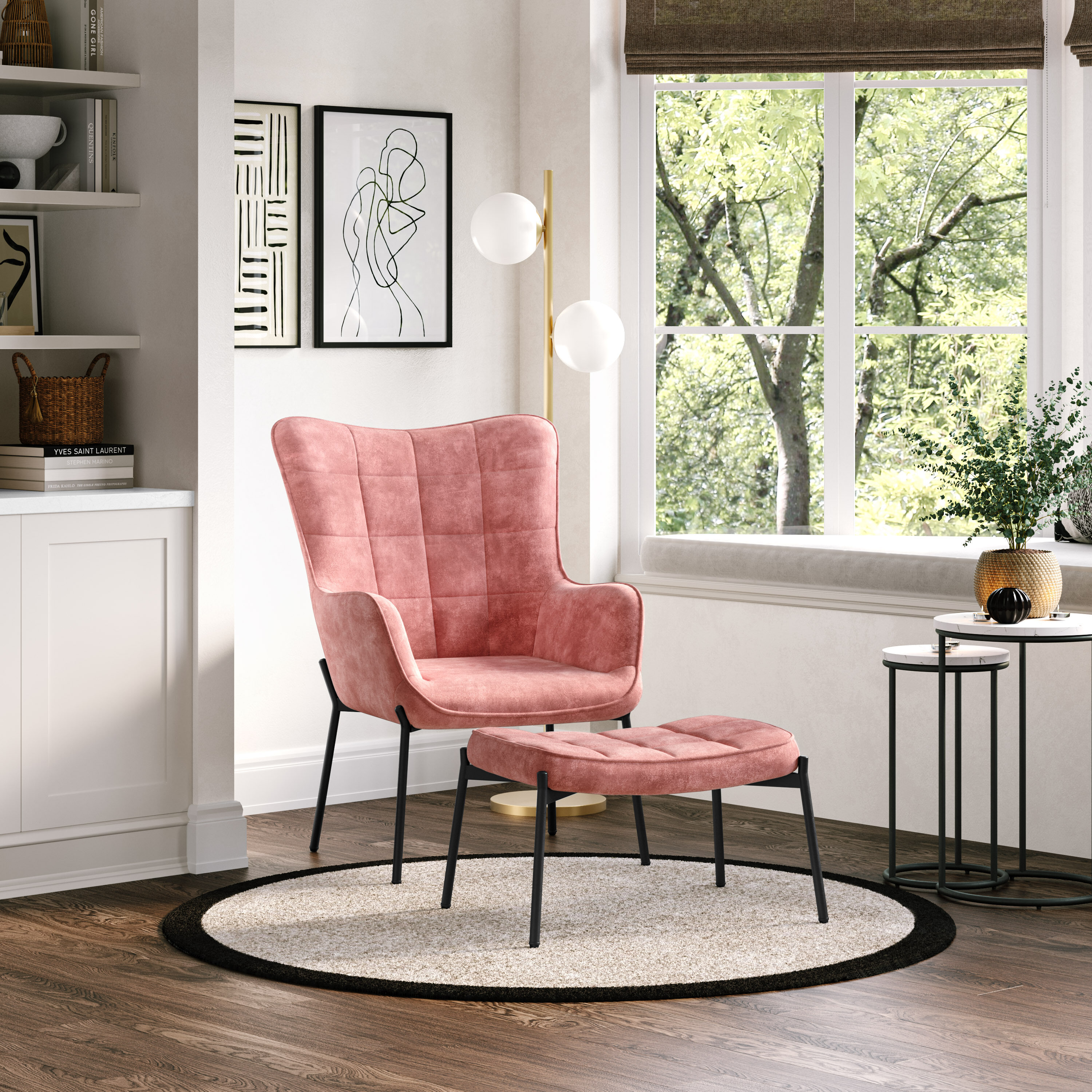 CorLiving Charlotte Midcentury Salmon Pink Accent Chair LYA 223 C at Lowes