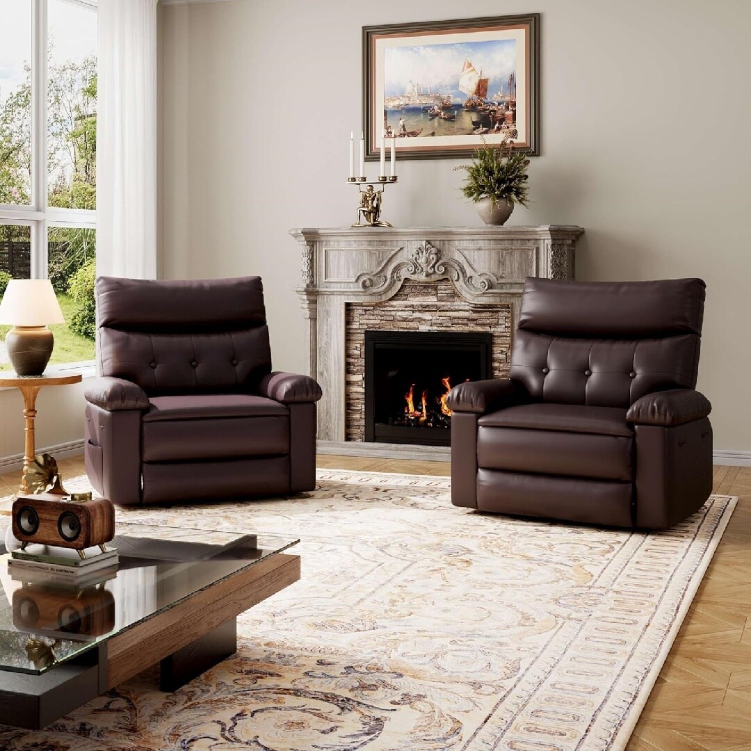 WhizMax 360 Swivel Rocker Recliner Chair Oversized Wide PU Leather ...