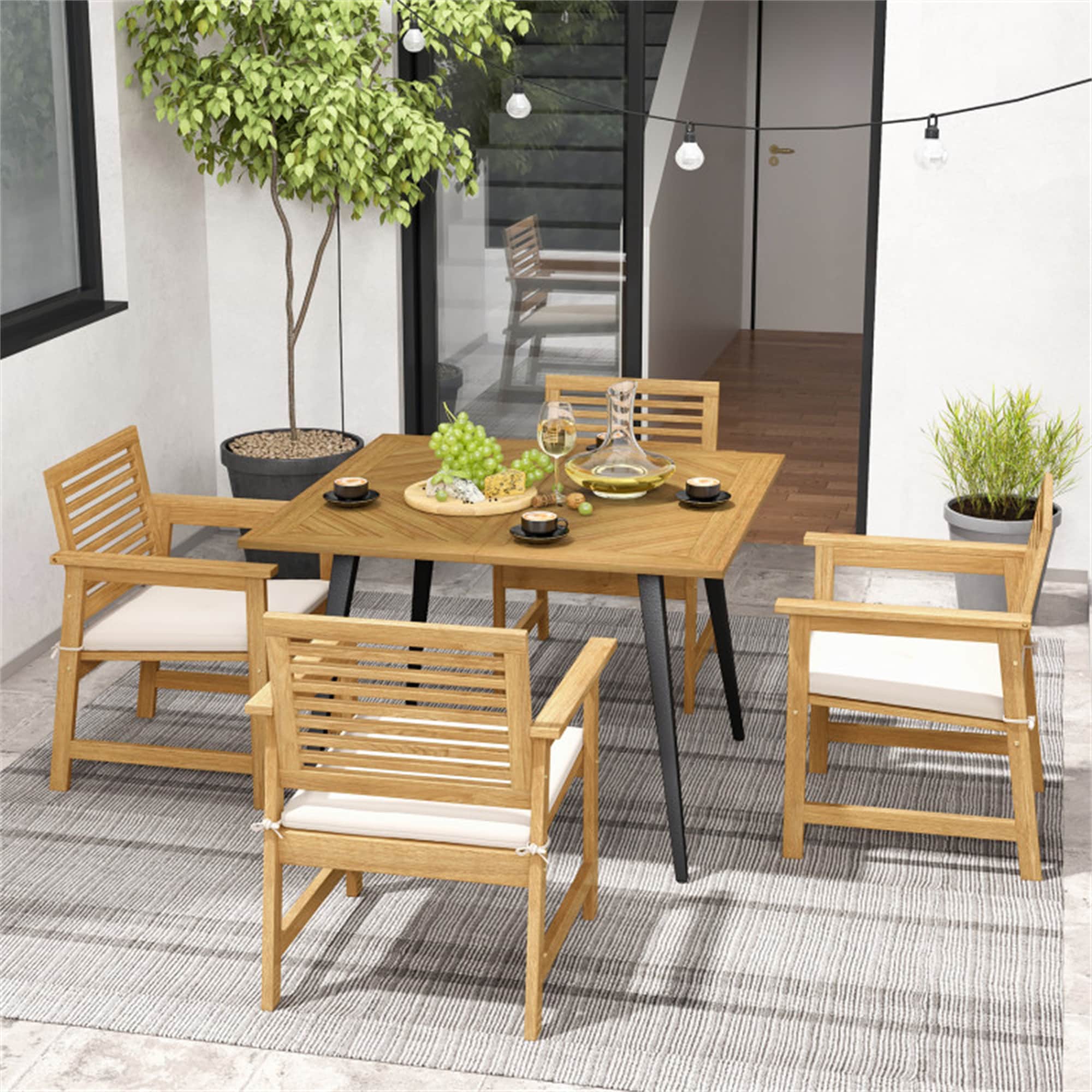 BABOOM Patio Table Square Outdoor Dining Table 42.5-in W x 42.5-in L ...