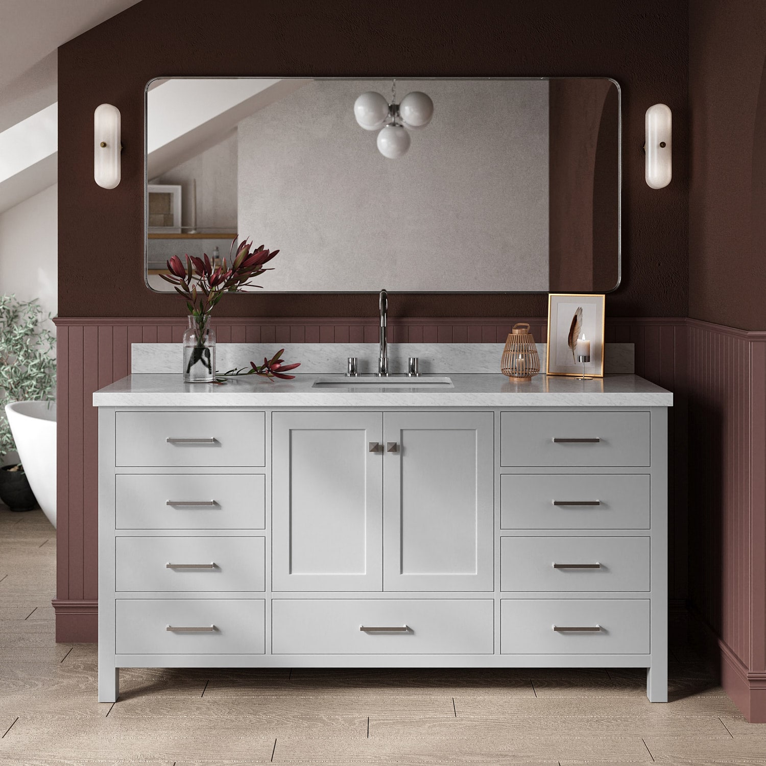 ARIEL Cambridge 66-in Gray Undermount Single Sink Bathroom Vanity with ...