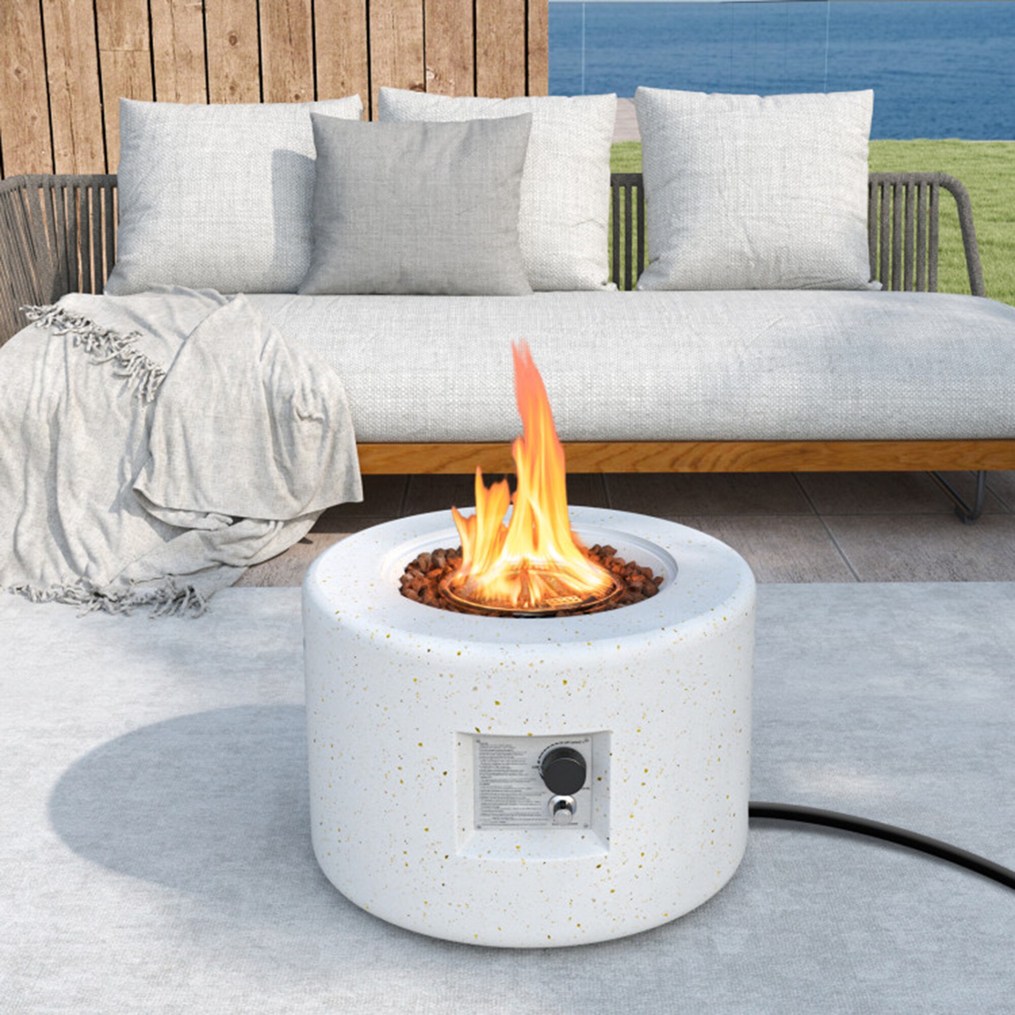 Clihome 25.5-in W 40000 Maximum BTUs Concrete Round Liquid propane Fire ...