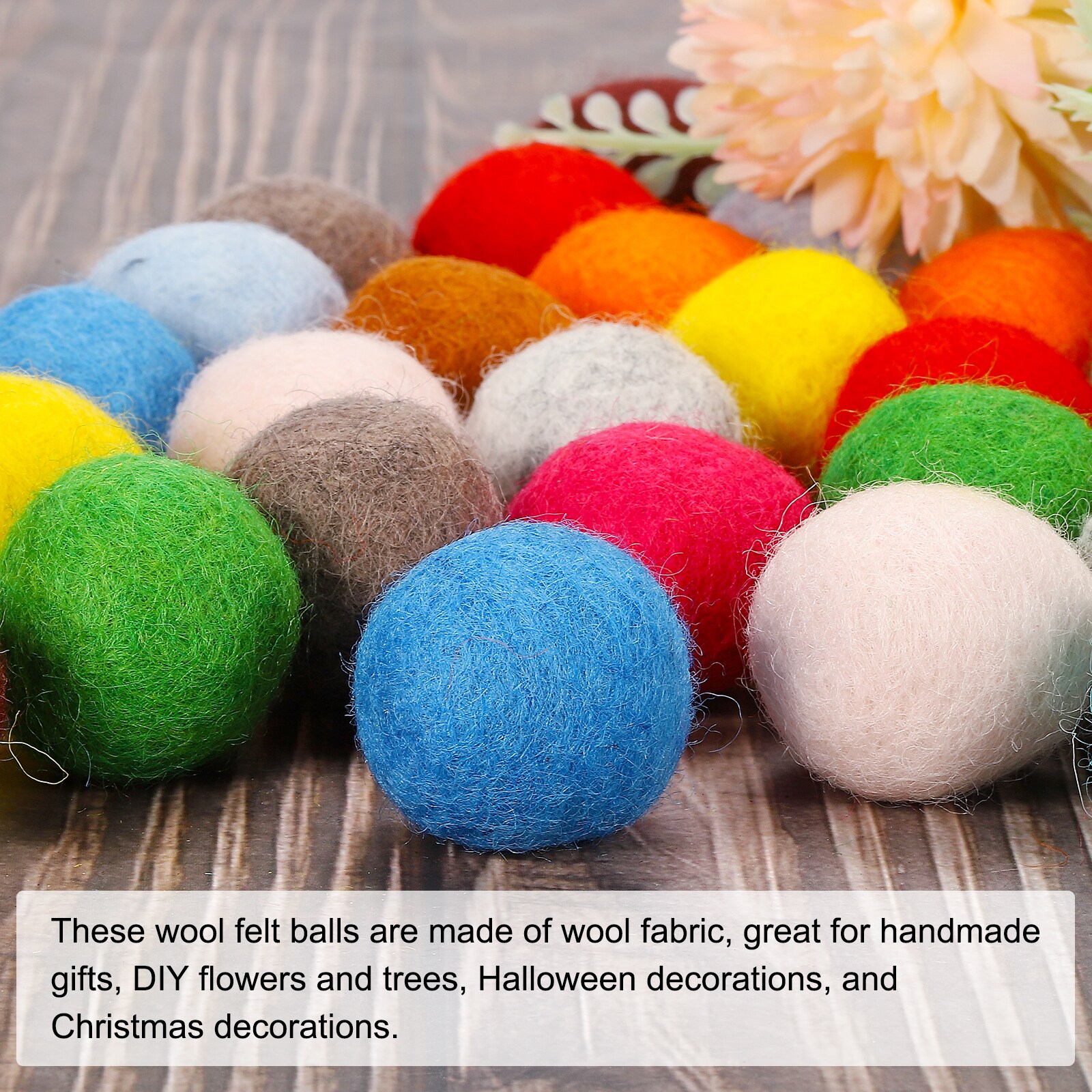 PATIKIL Wool Felt Balls Beads Wool Felting Pom 3.1cm 31mm Orange for ...
