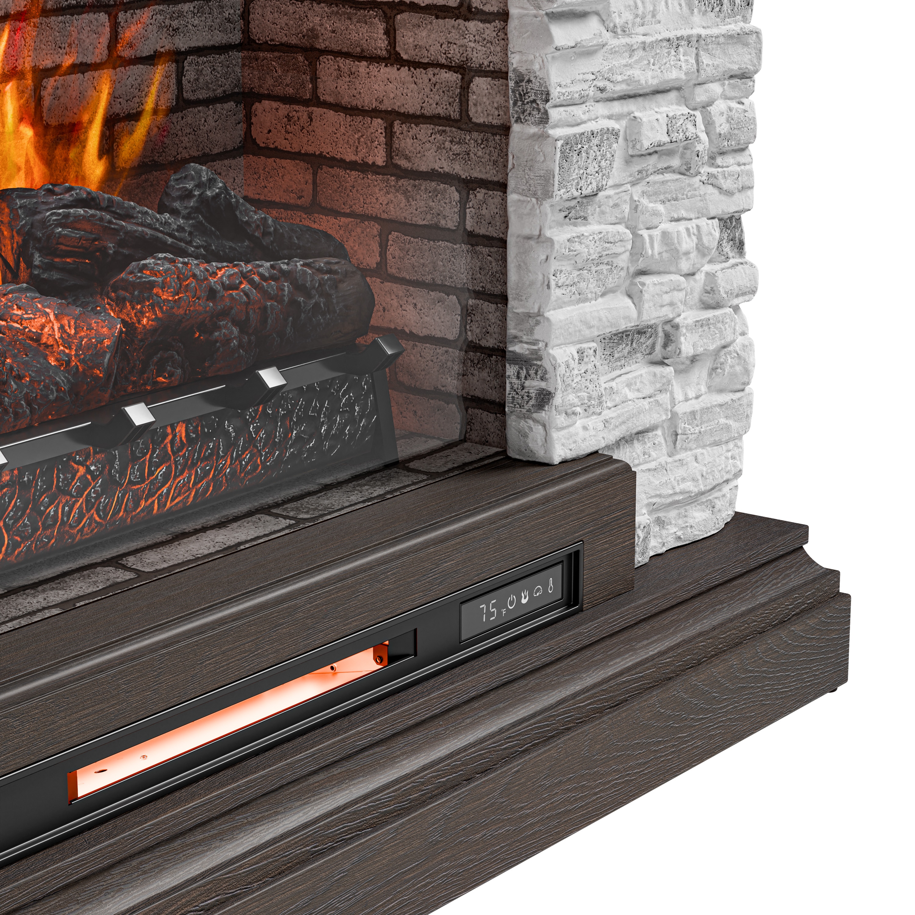 allen + roth 53-in W White Faux Stone Free Standing Infrared Quartz ...