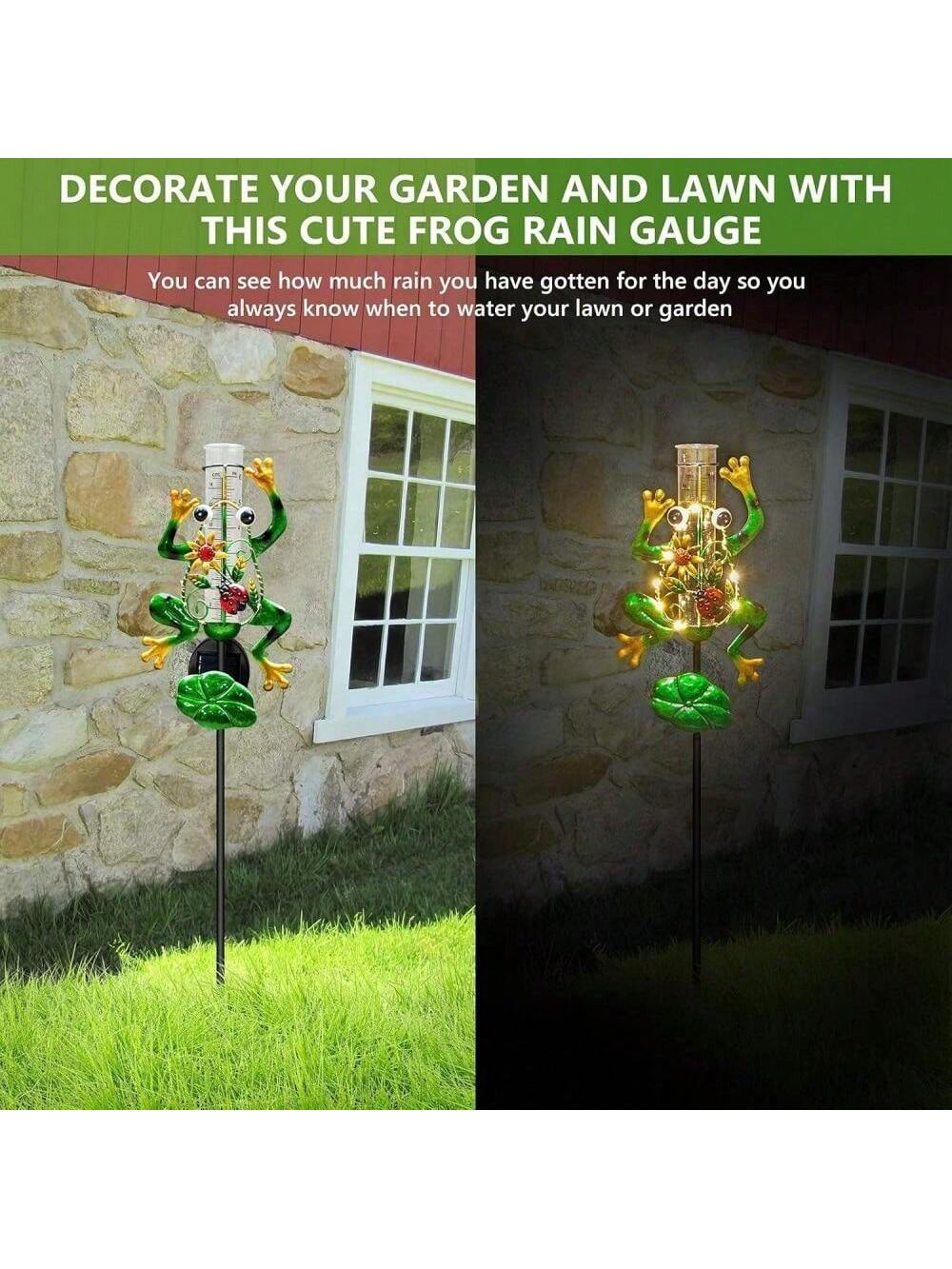 Qeetex 6 inchs Frog Shape Outdoor Solar Rain Gauge Ground Light. 6 Inch ...