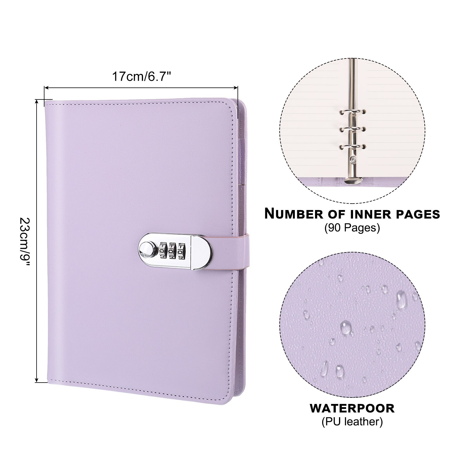 PATIKIL A5 Diary with Lock Journal with Lock Cute Journaling Leather ...