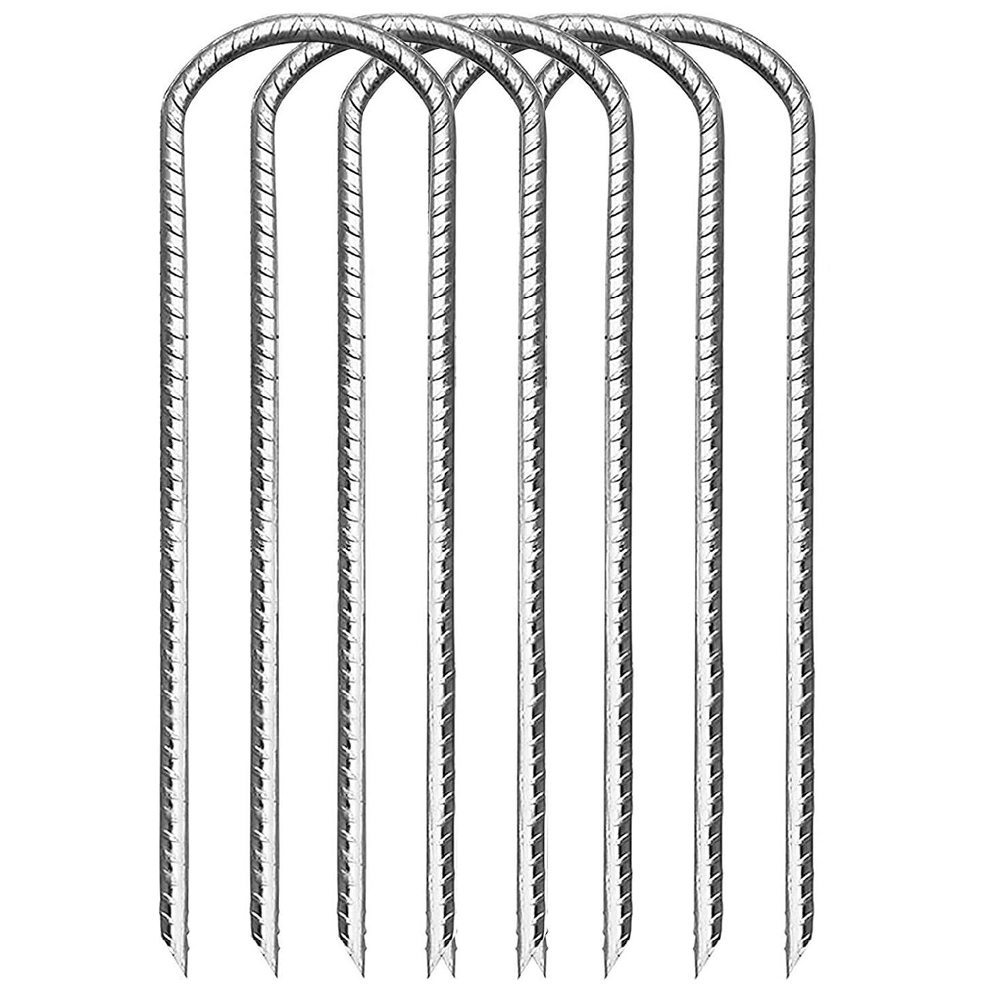 Watnature U-Shaped 0.4 in. x 12 in. Silver Steel Rebar Staples (16 Pack ...