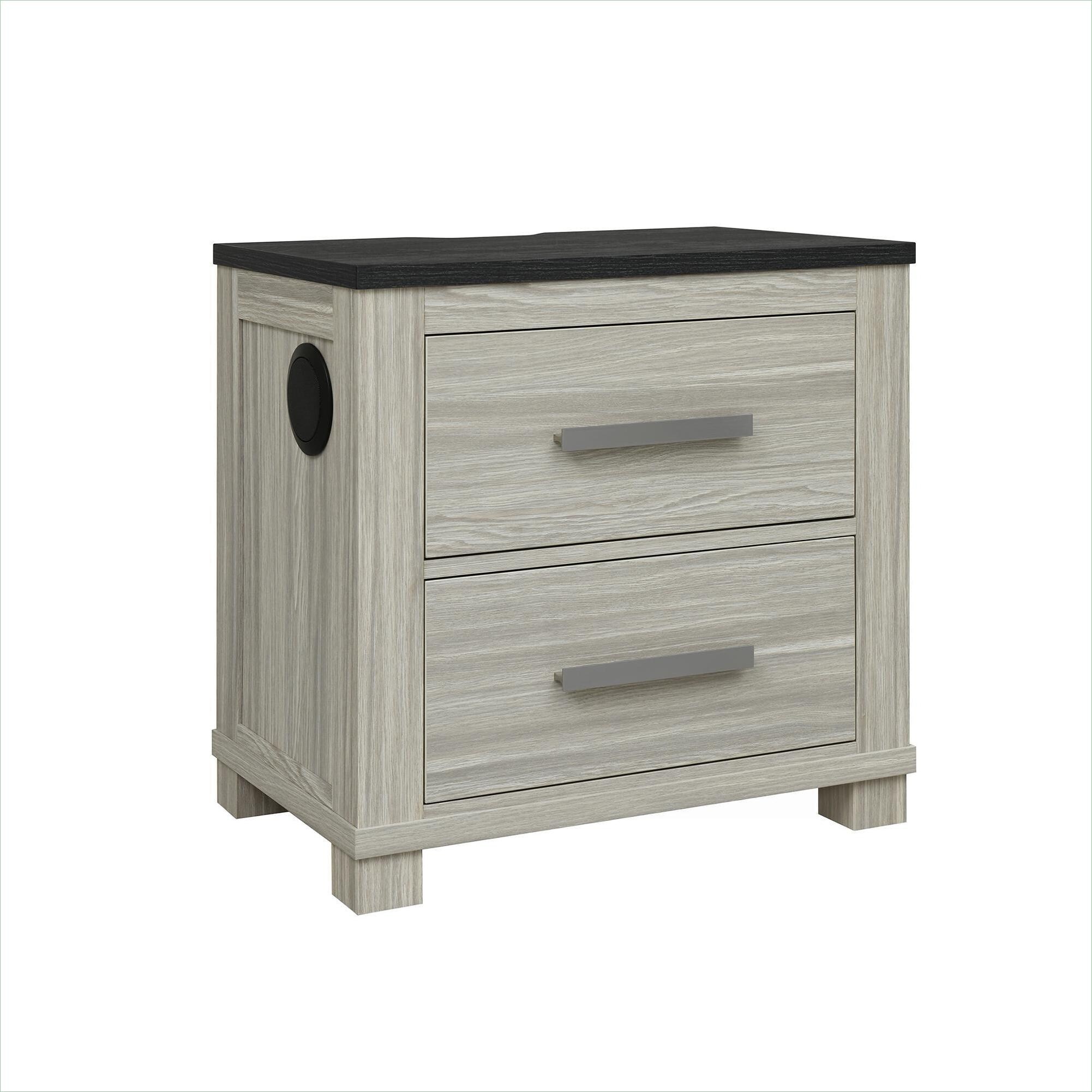 Watnature Solid Wood and MDF Rich Brown 2-Drawer Nightstand Bedroom ...