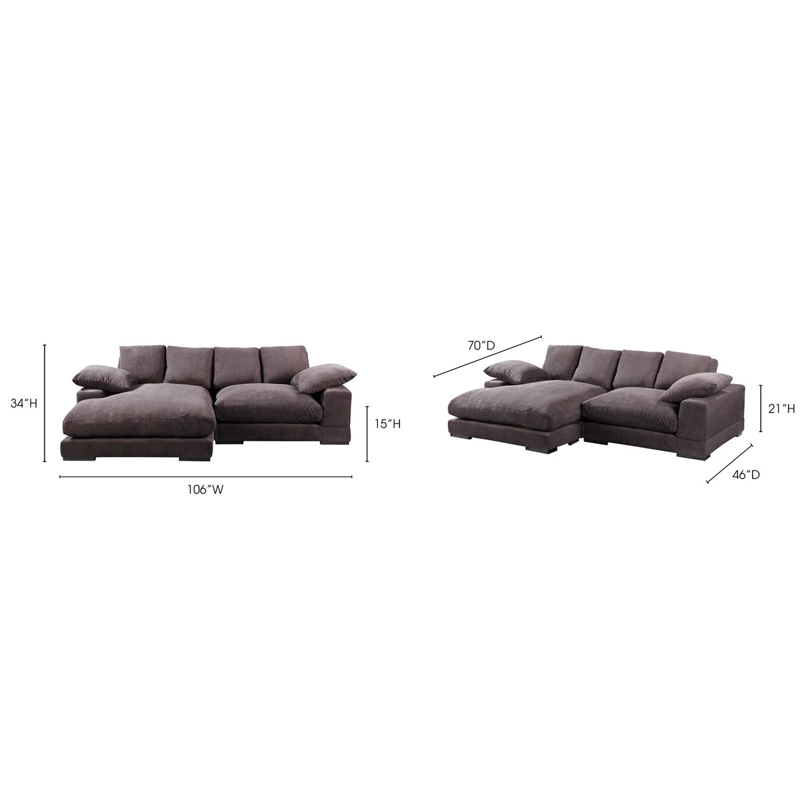 Sofa 106.4-in W Casual Brown 2-seater Reclining Sectional with ...