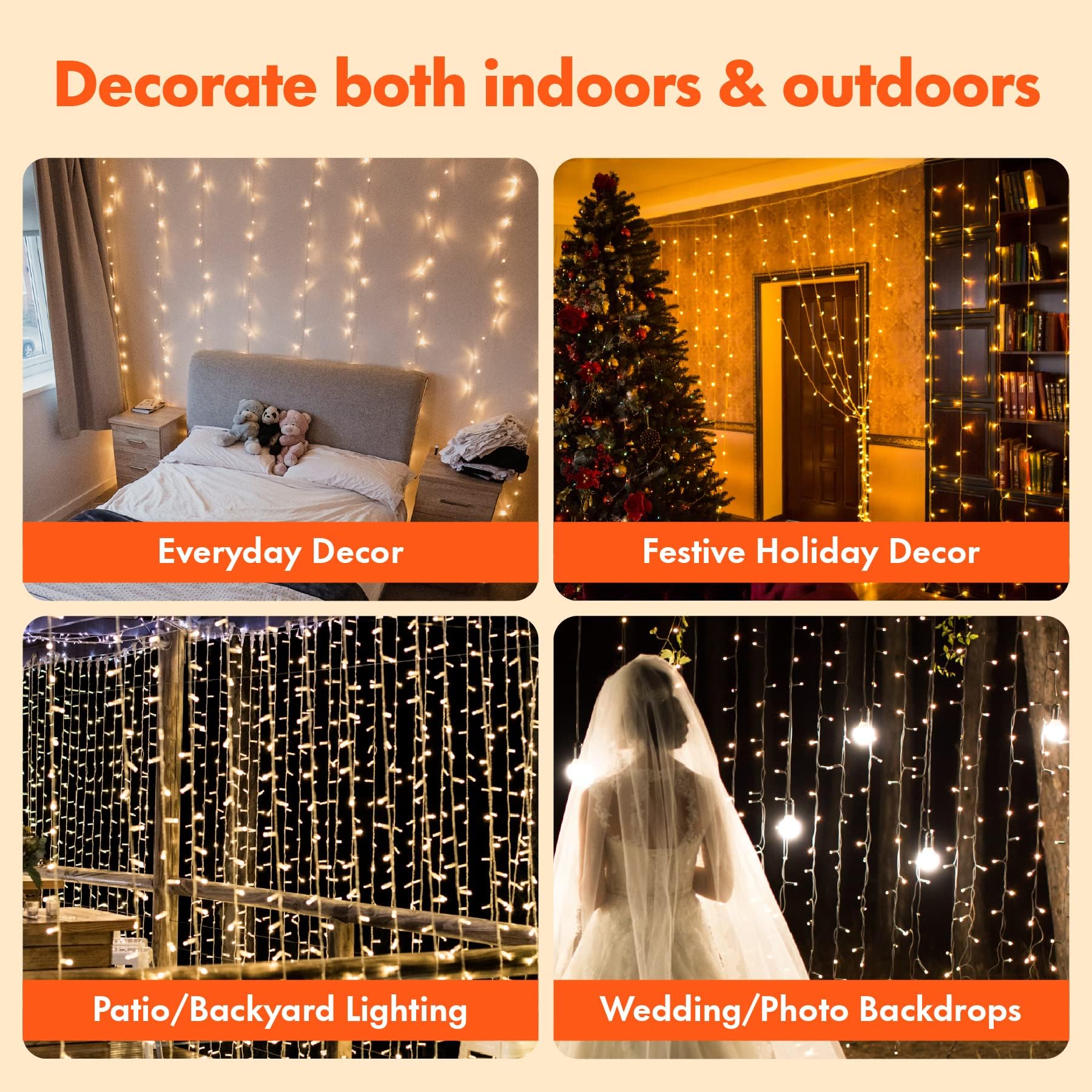 Twinkle Star Window Curtain String Lights for Christmas; Wedding; Party ...