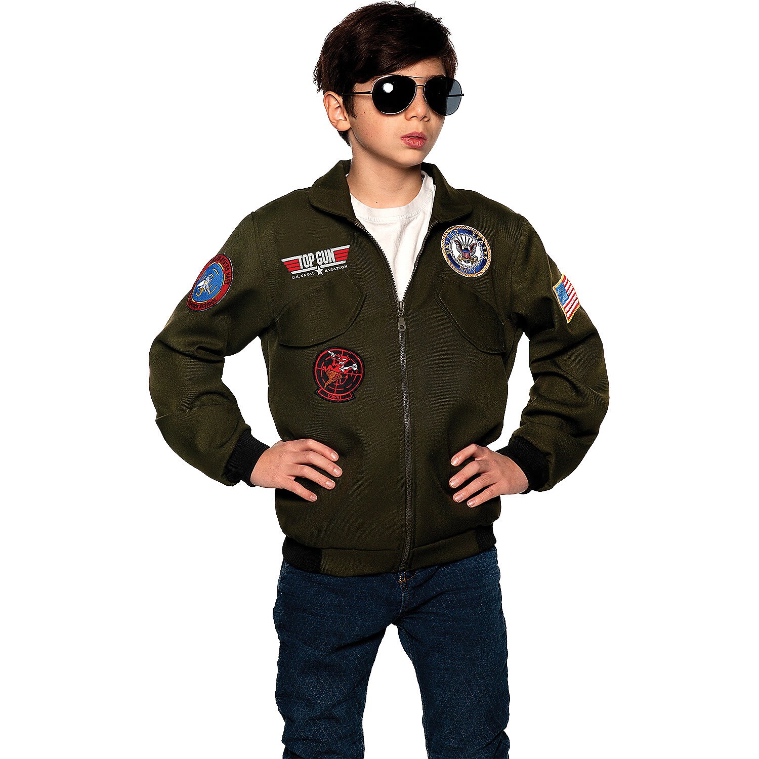 Underwraps Kids Top Gun Navy Pilot Jacket Costume Accessory - Large at ...