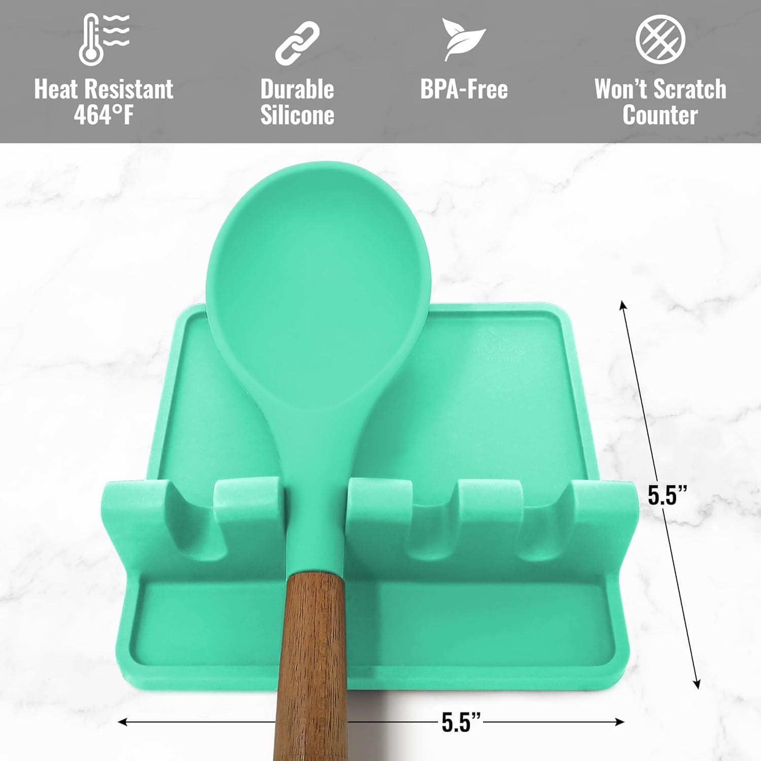 Zulay Kitchen Silicone Utensil Rest with Drip Pad Heat Resistant Spoon ...