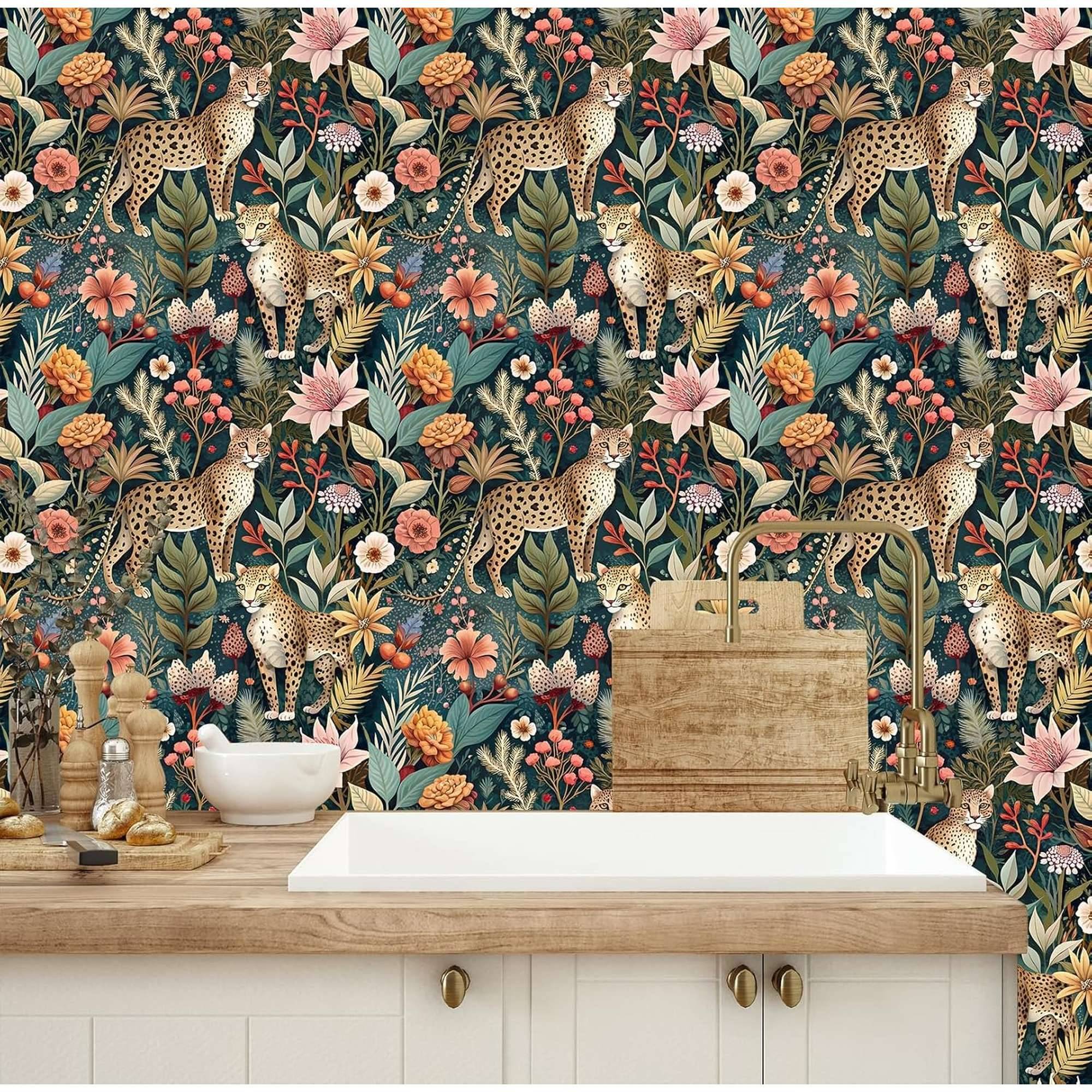 OGETFUUR 14.04-sq ft Peel and Stick Wallpaper with Forest Pattern ...