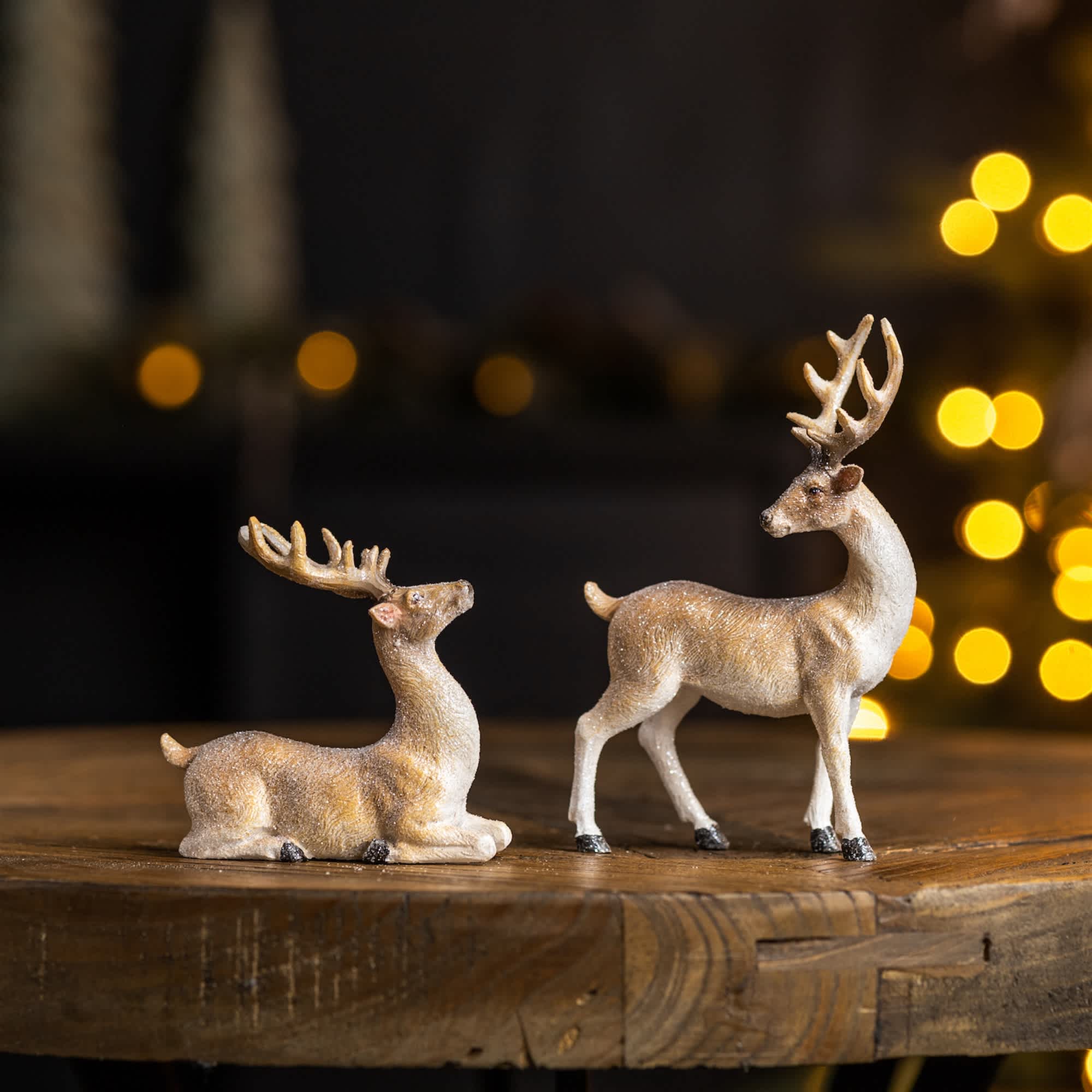 Melrose International Mini Glittered Holiday Deer Figurine (Set of 6 ...