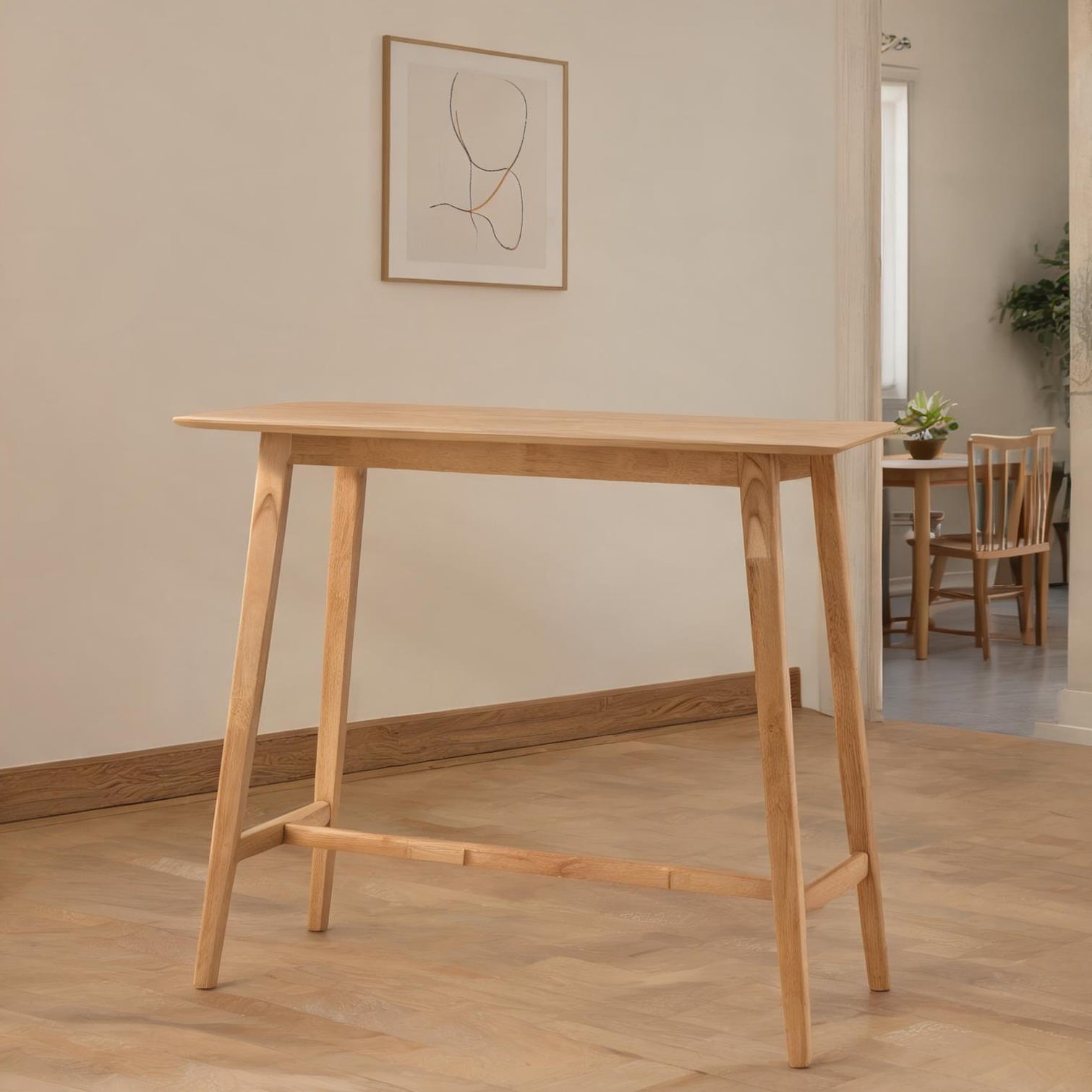 Watnature Mid Century Modern Bar Table with Rectangular Top Natural ...