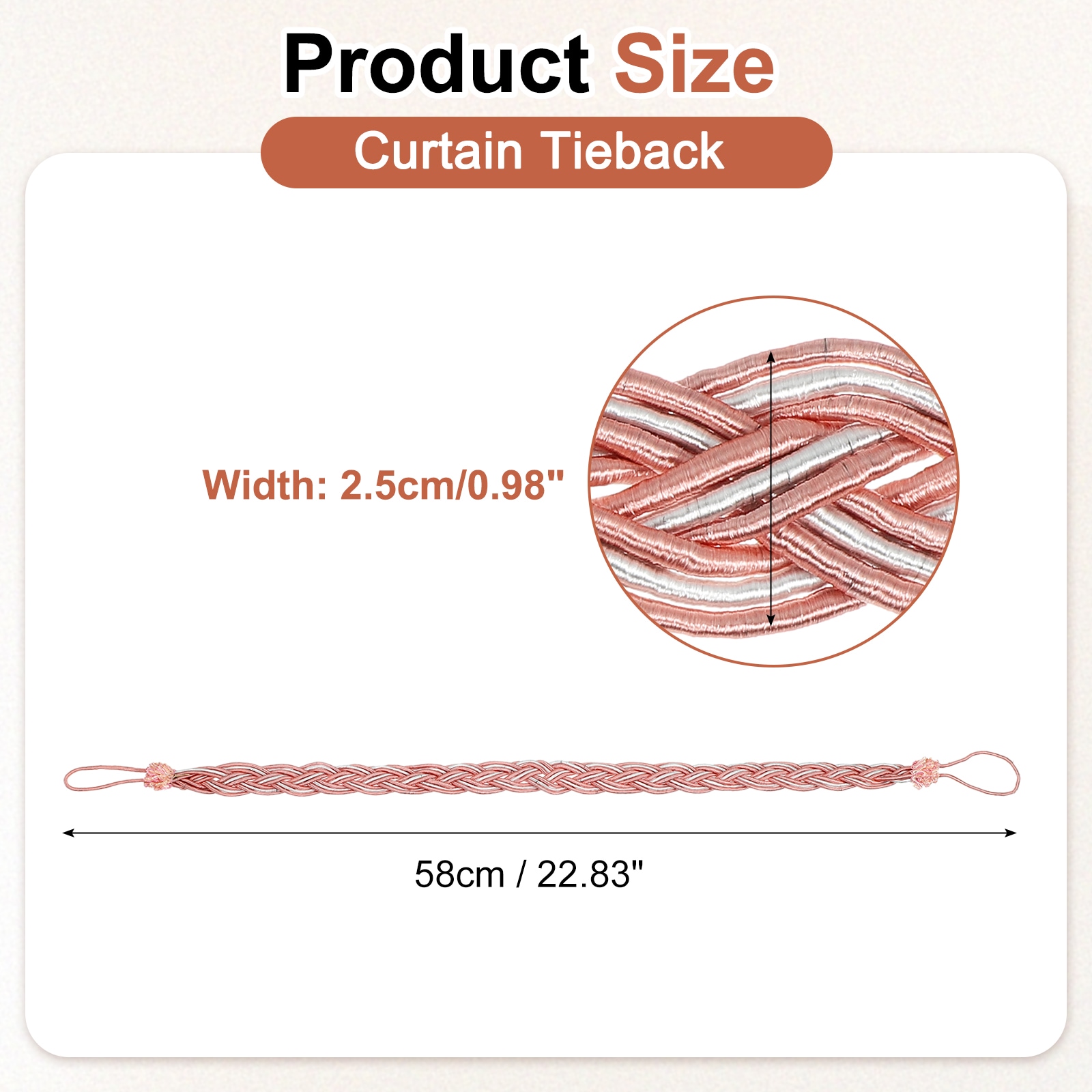 Unique Bargains 2pcs Curtain Tiebacks 58cm/23 Inch Braided Drapery ...