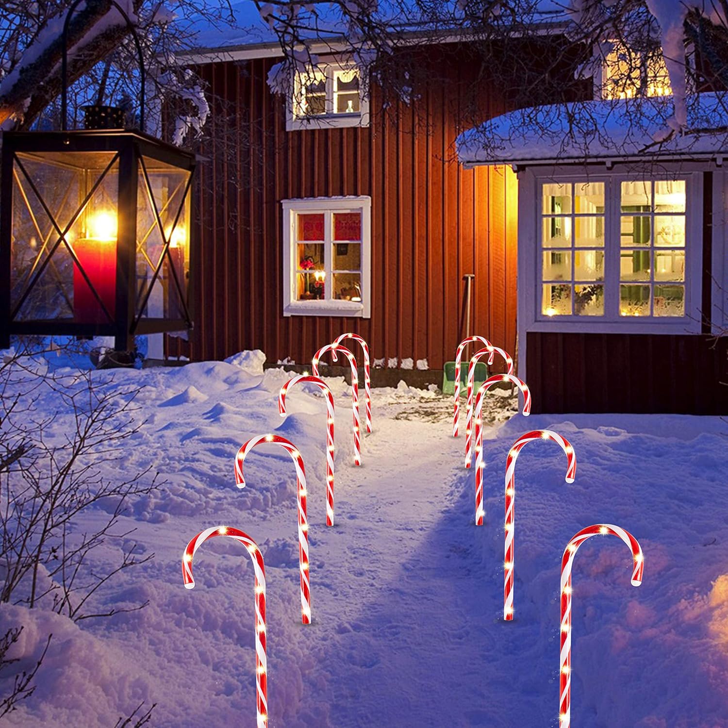 Joyfy 12 -Marker White Candy cane Christmas Pathway Markers in the ...