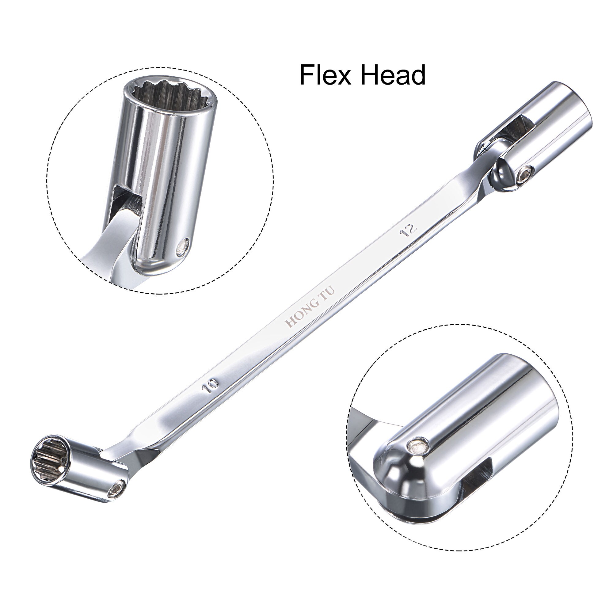 Unique Bargains 12 Point Flexible Head Socket Wrench 10mm x 12mm Metric ...
