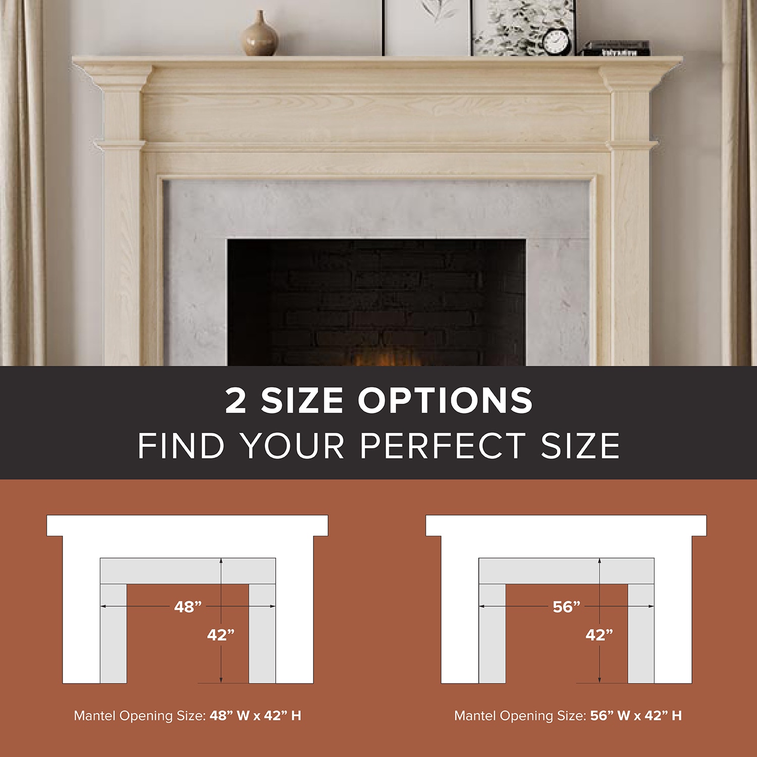 Modern Ember 68-in W x 57-in H Unfinished Maple Traditional Fireplace ...