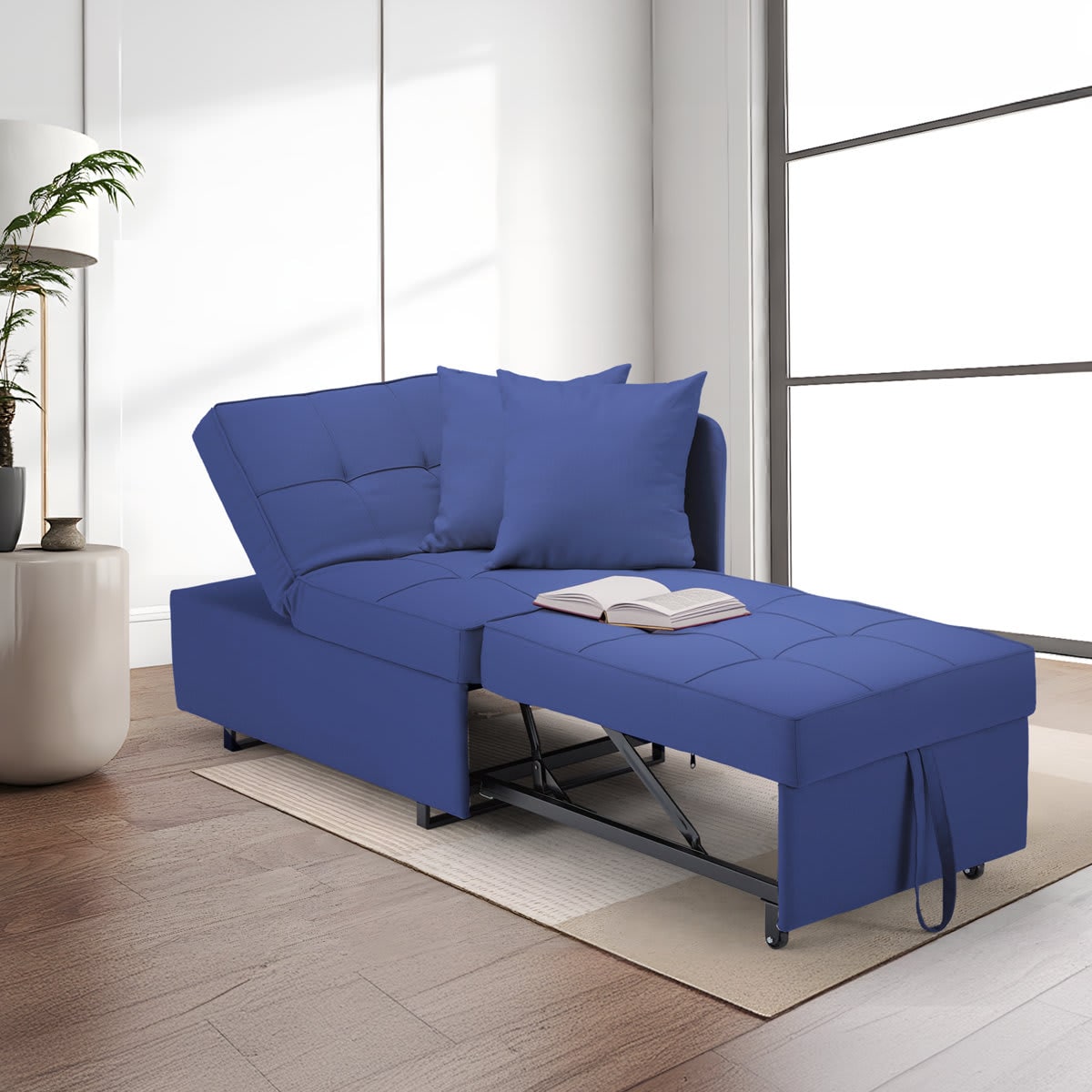 U-HOMY 5-Position Adjustable Upholstered Backrest Pull Out Sofa Bed ...
