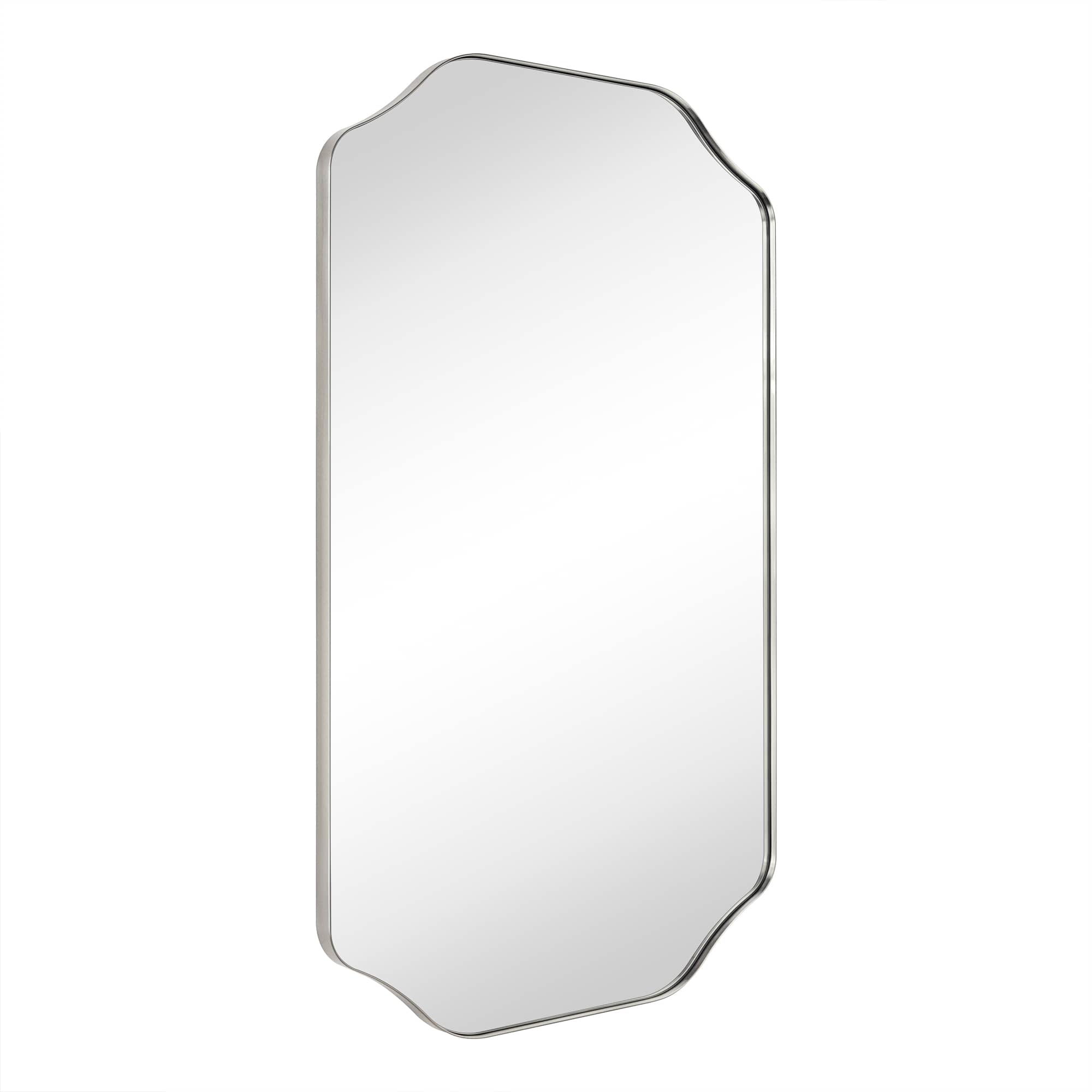 TEHOME Scalloped Brushed Nickel Bathroom Mirror Decorative Brushed ...