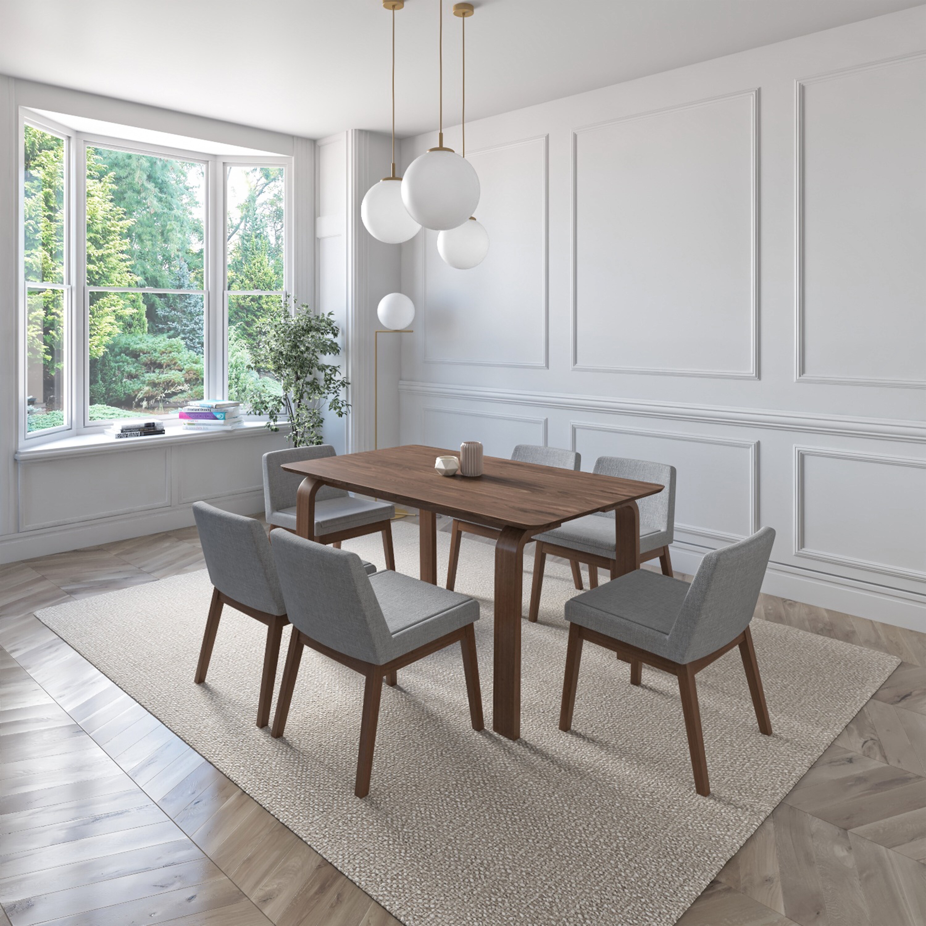 Amazonia Amazonia Borneo Walnut Modern/Contemporary 7-Piece Dining ...