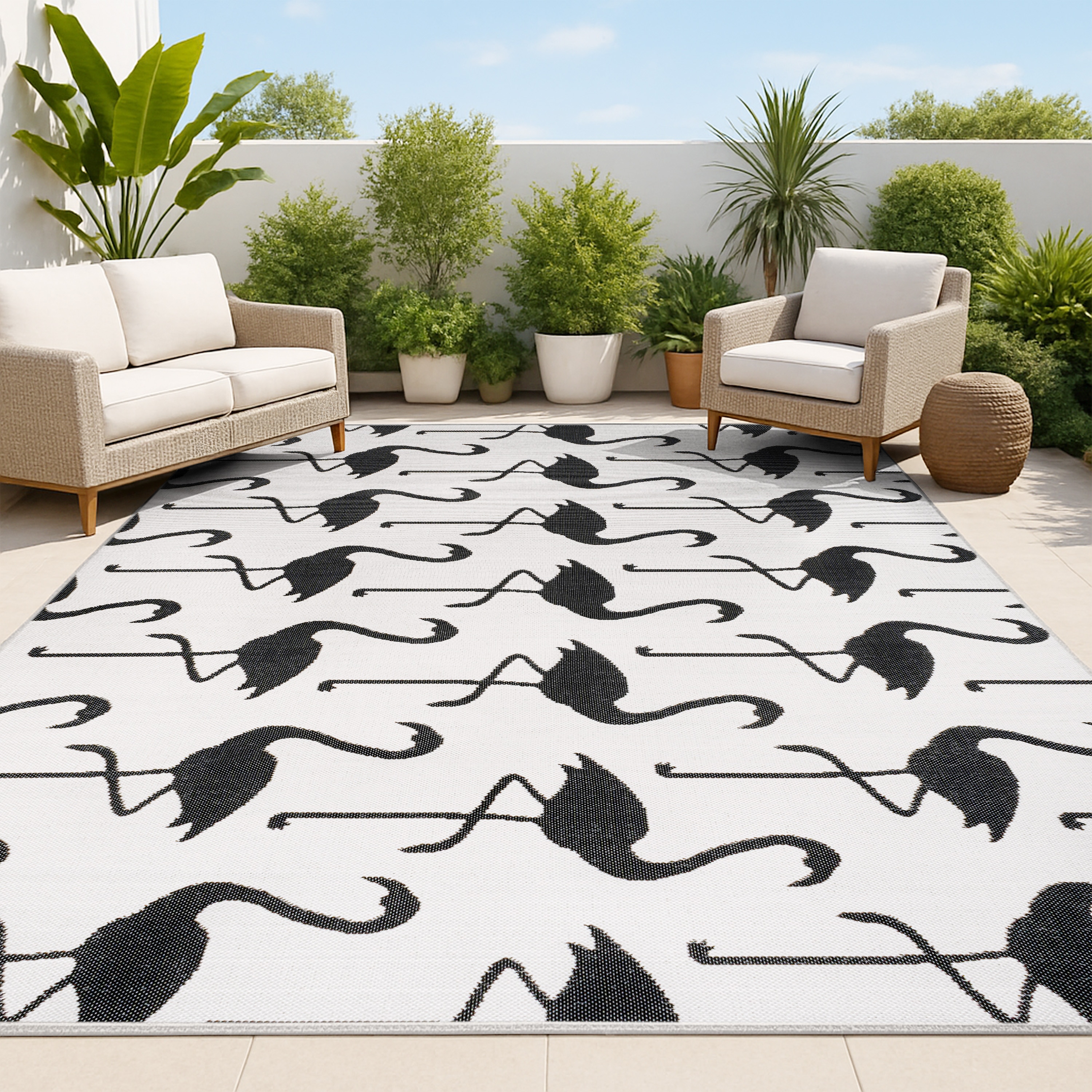 JONATHAN Y TUSCAN SUN Liana Casual Coastal Flamingos Two-Tone 3 x 5 (ft ...