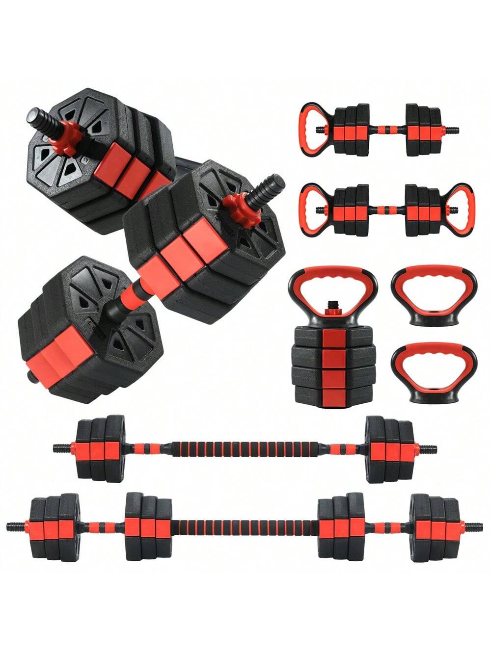 Qeetex 3-In-1 Octagonal Adjustable Dumbbell Set 44 Lbs Free Weights ...