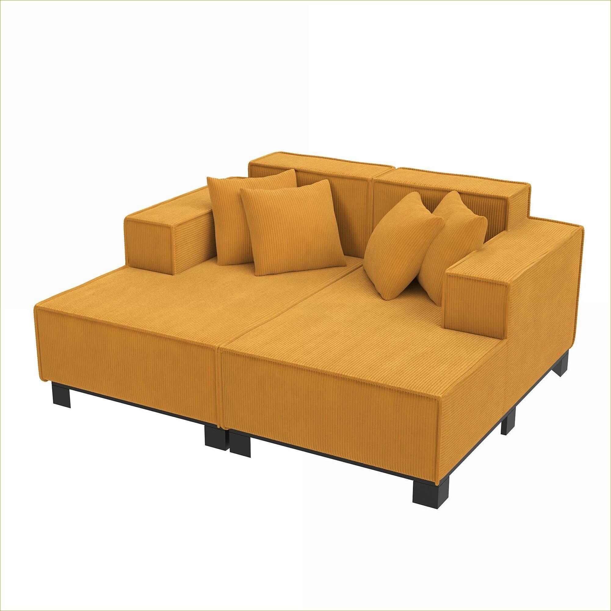 Watnature Modern U-Shaped Sectional Sofa Classic Orange Corduroy App ...