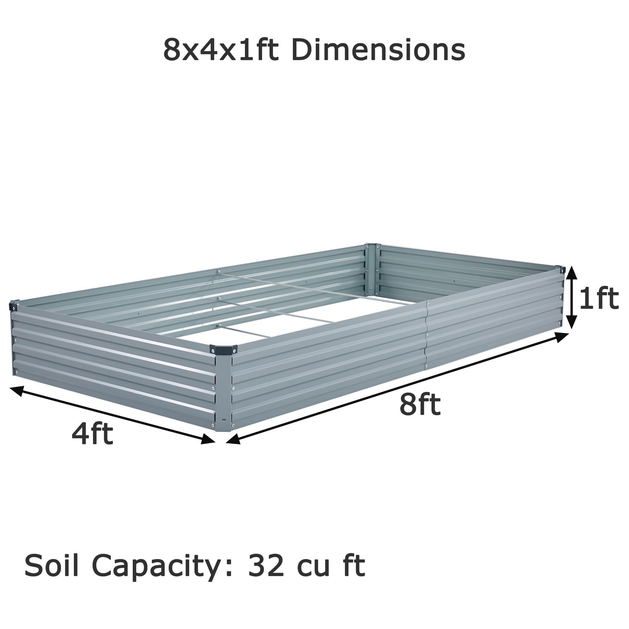ITOPFOX 8x4x1ft Galvanized Raised Garden Bed 2 pack Outdoor Metal ...