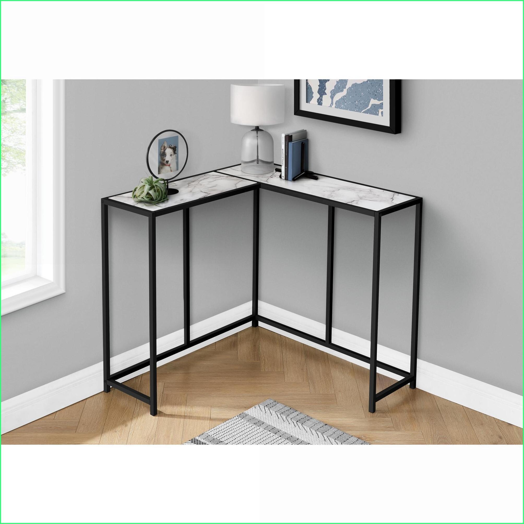 Watnature Space Saving Corner Coffee Table for Living Room White Marble ...