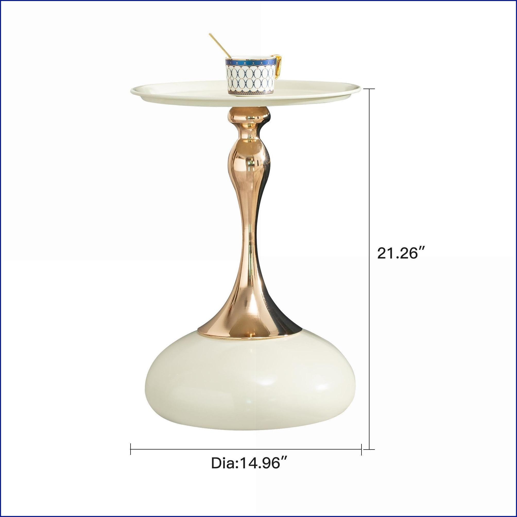 Watnature Space Saving White Metal Coffee Table with Gold Accents ...