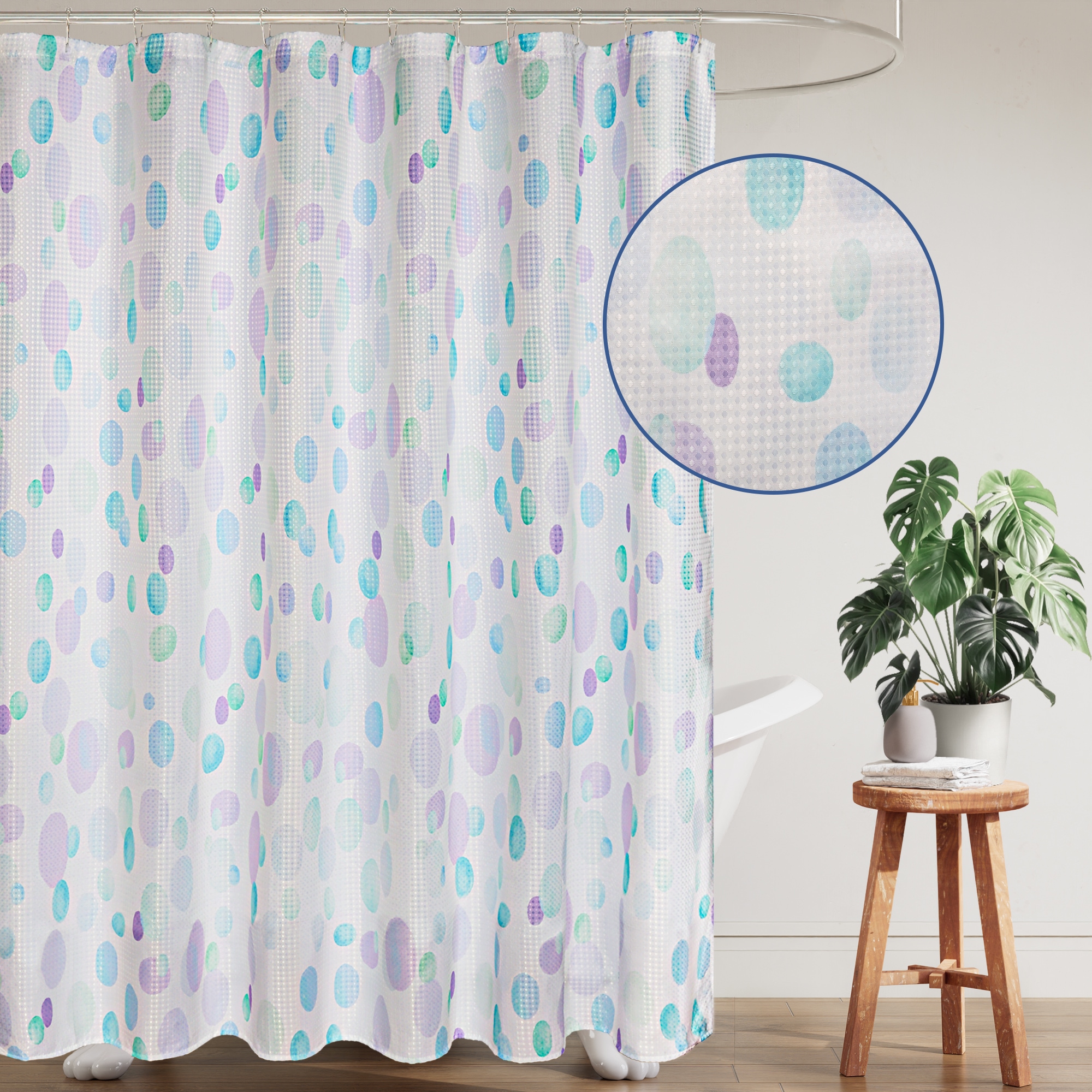 Awesome Home 72-in W x 72-in L Blue/Green Painter Dots Texture ...