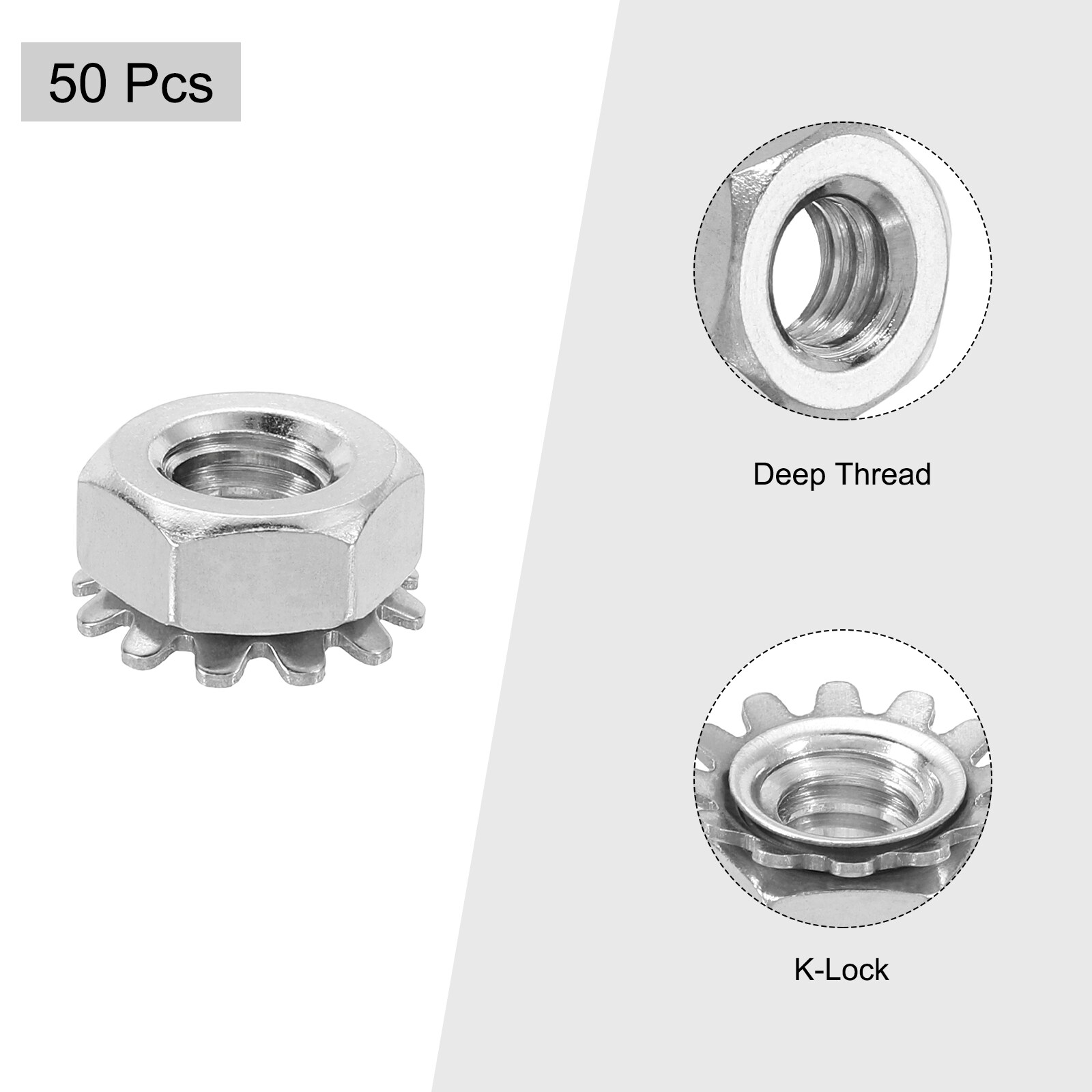 Unique Bargains 50pcs 5/16inch-18 K-Lock Nut with External Tooth Washer ...