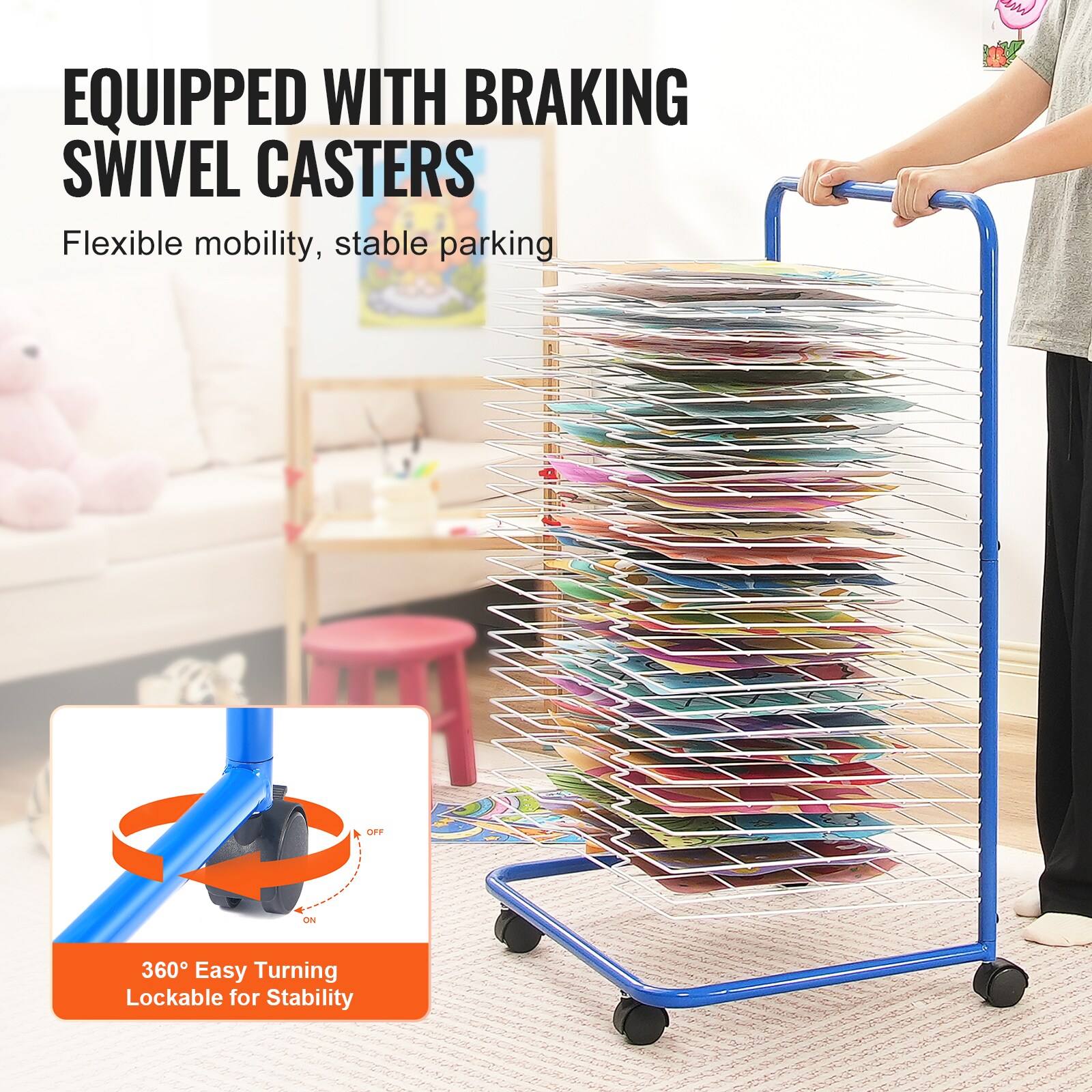 VEVOR Art Drying Rack 25 Removable Shelves 23.75 x 17.5 x 38 inch Paint ...