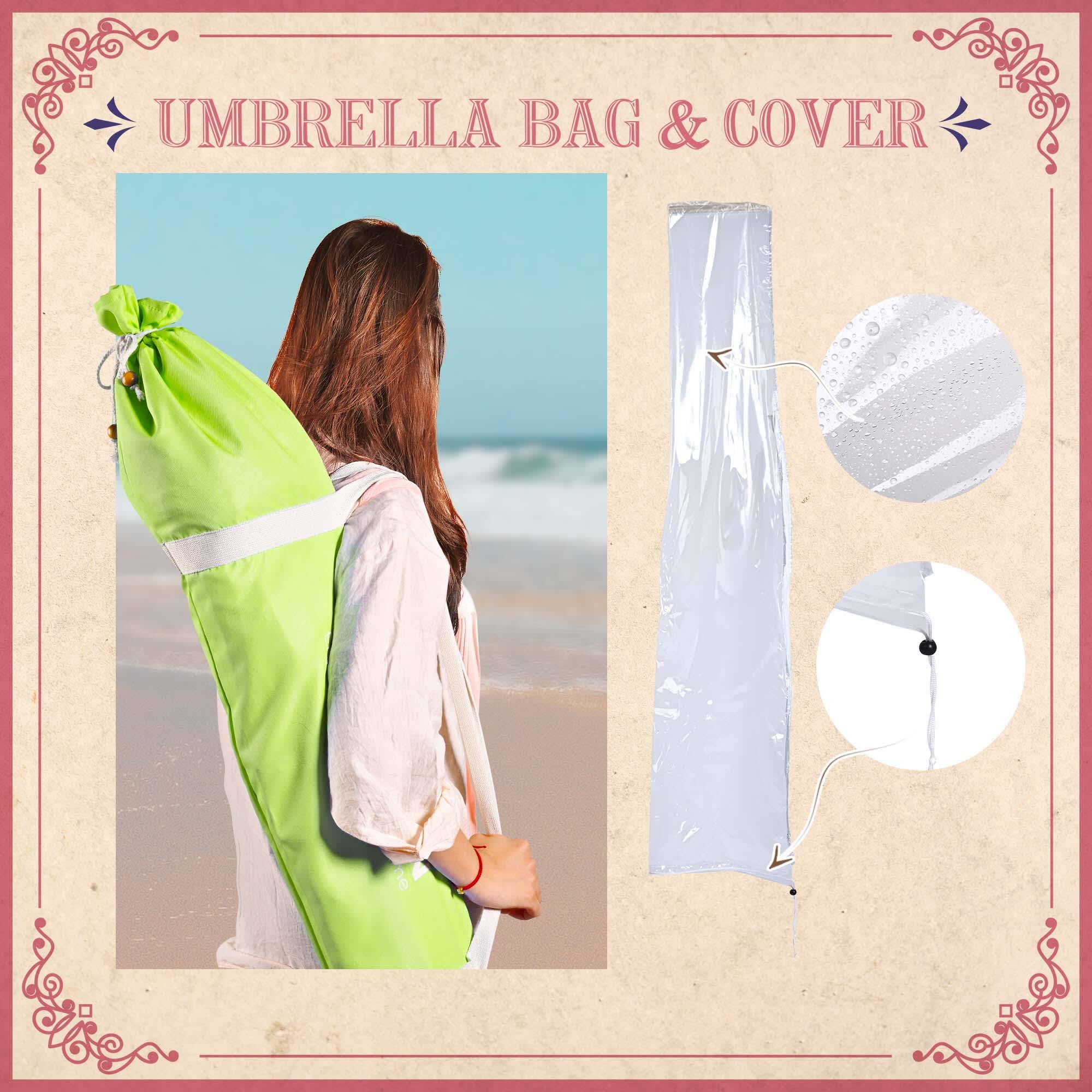 LAGarden 6-FT Vintage Floral Fringe Umbrella with Deck Holder Carry Bag ...