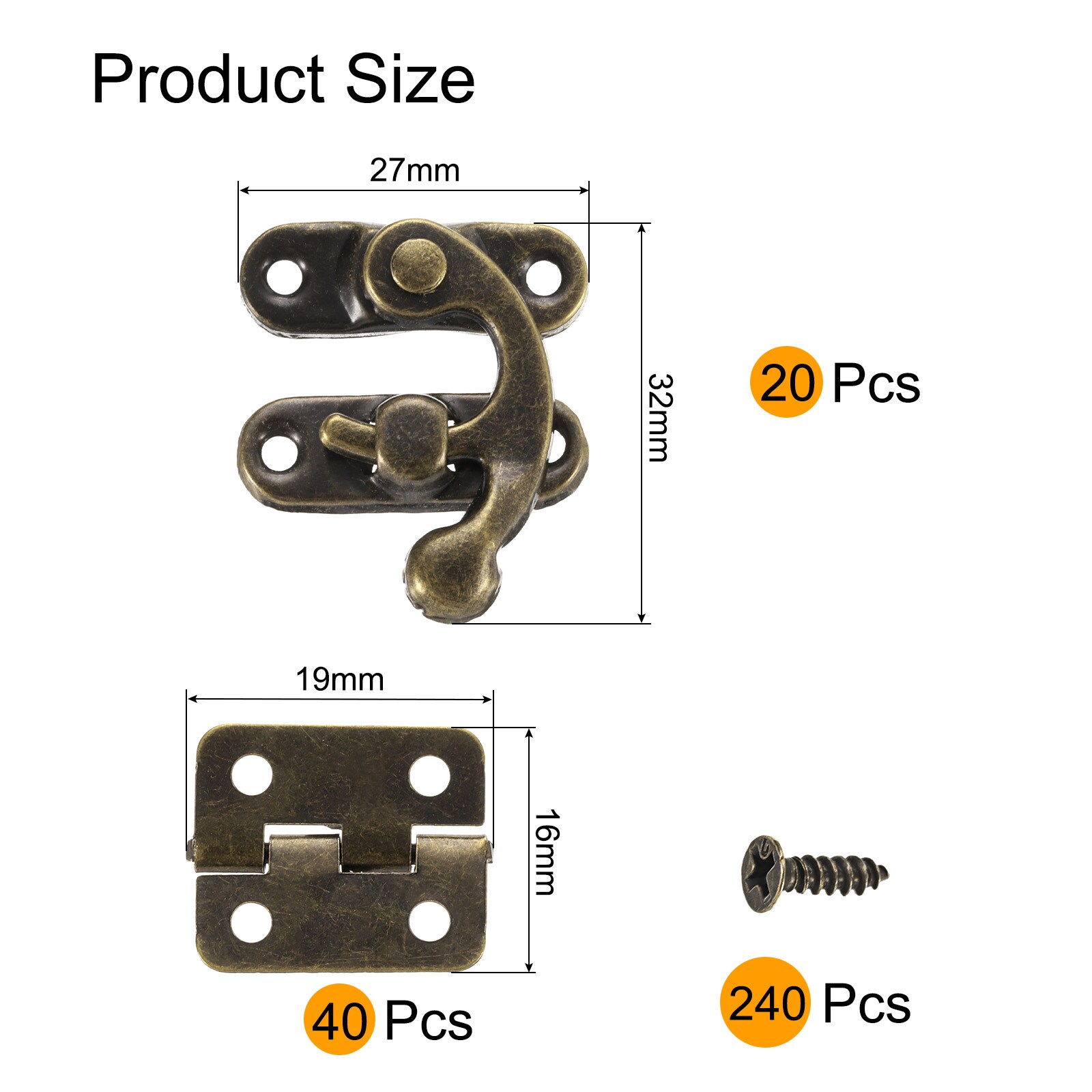 Unique Bargains 20pcs Bronze Swing Arm Clasp Latch Vintage Style Right ...
