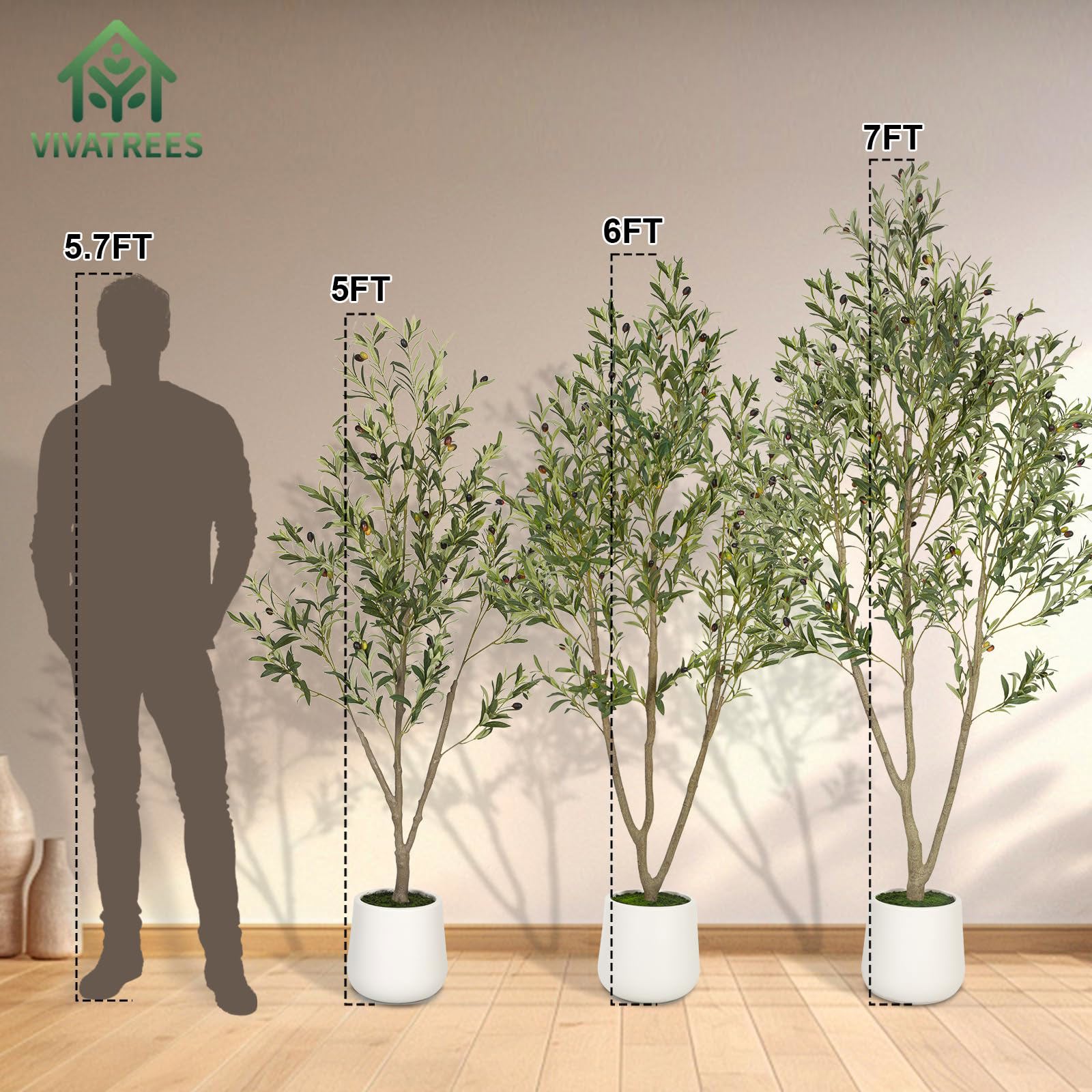vivatrees 84-in Green Indoor Outdoor Floor Olive Artificial Tree in the ...