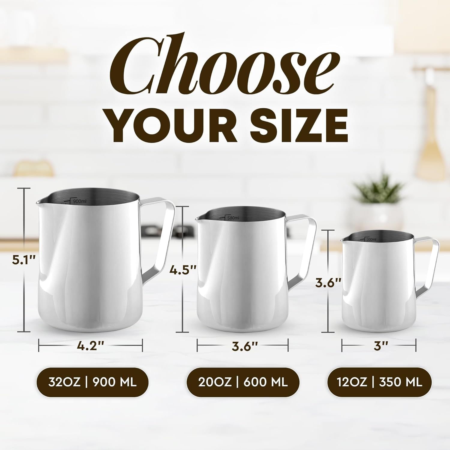 Zulay Kitchen 12 oz Stainless Steel Milk Frothing Pitcher with Latte ...