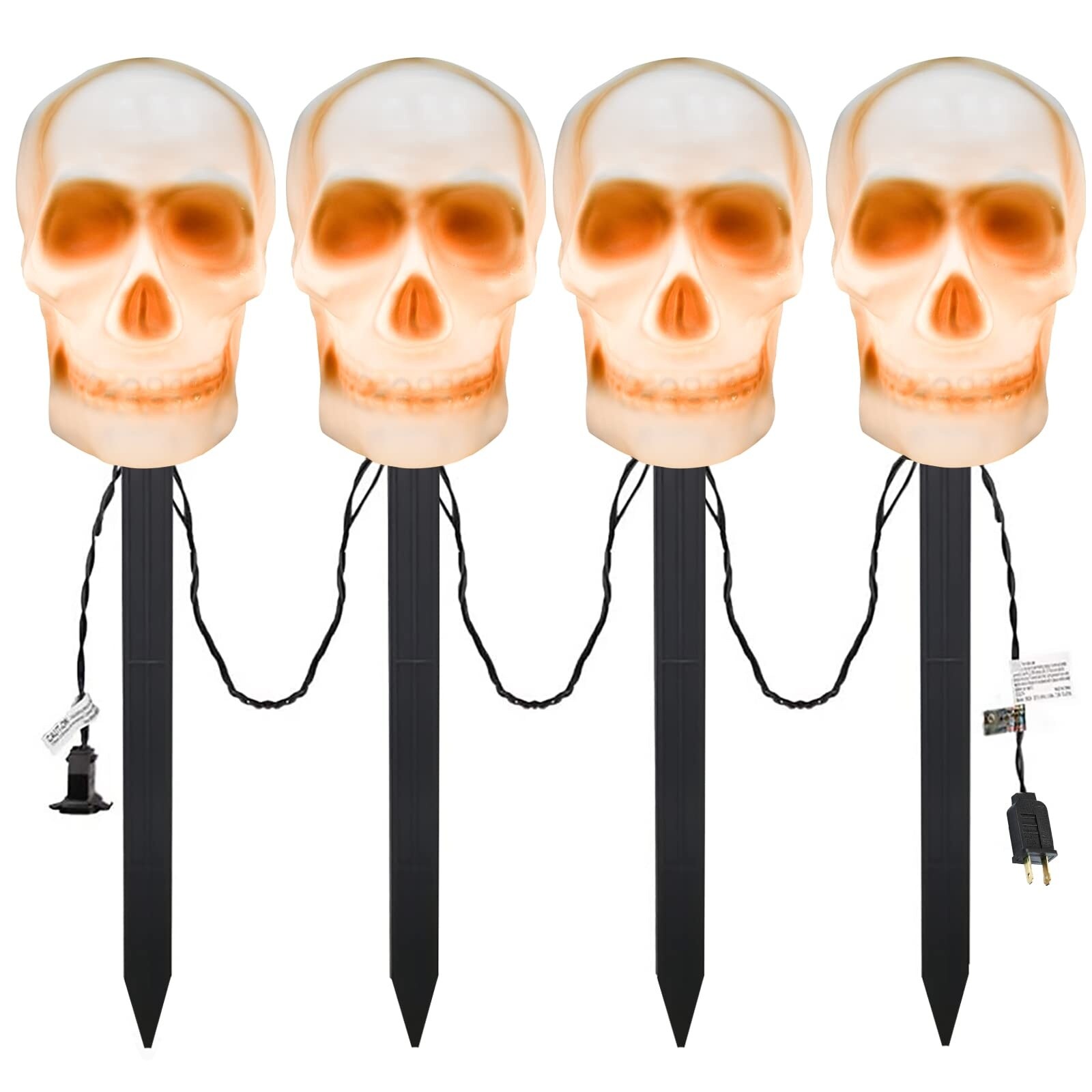 Oyezvary Halloween Skull Pathway Stake Lights 7 FT Outdoor String ...