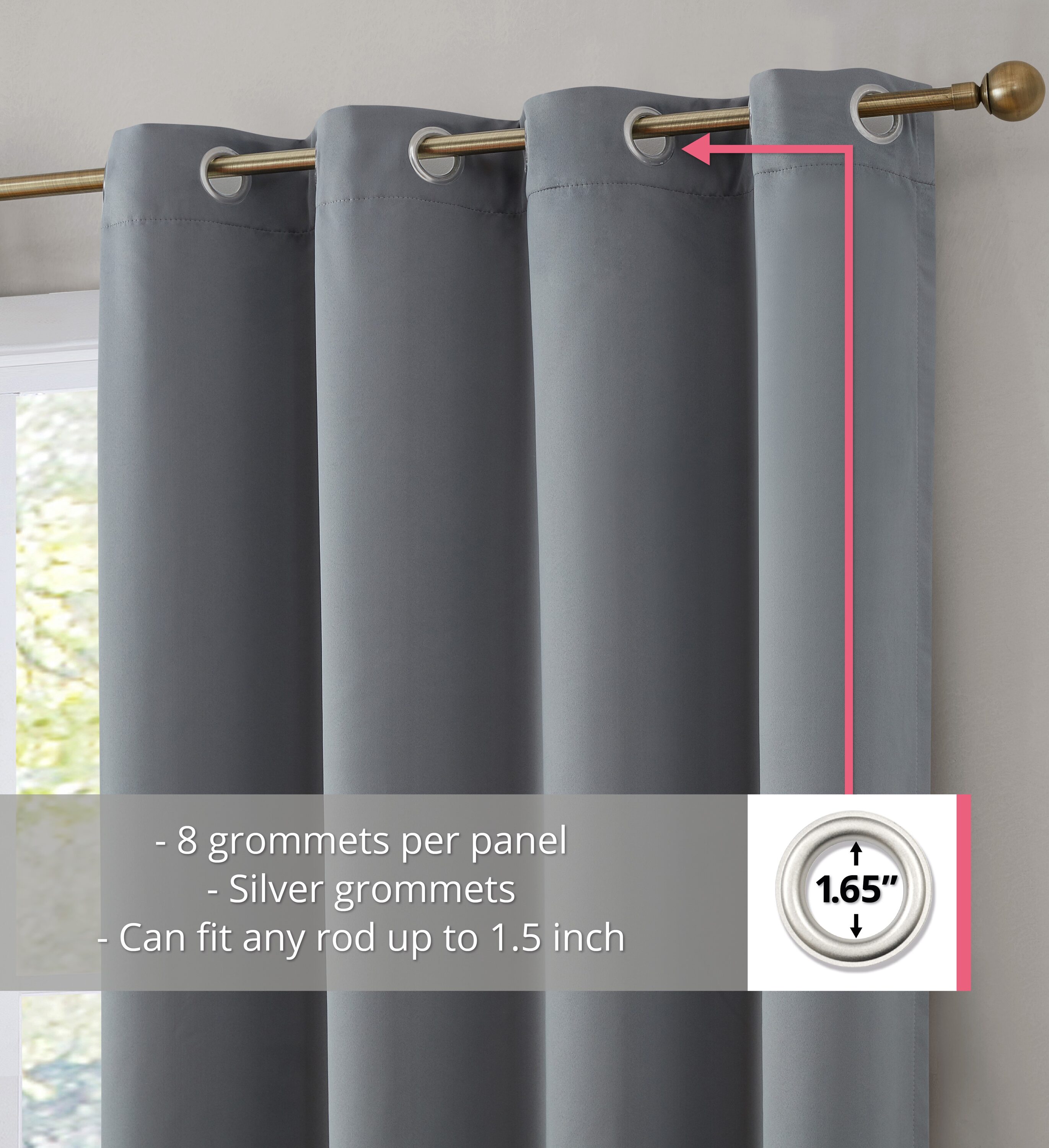 HLC.me Dakota Complete Blackout Grommet Curtain Panels - Set of 2 in ...