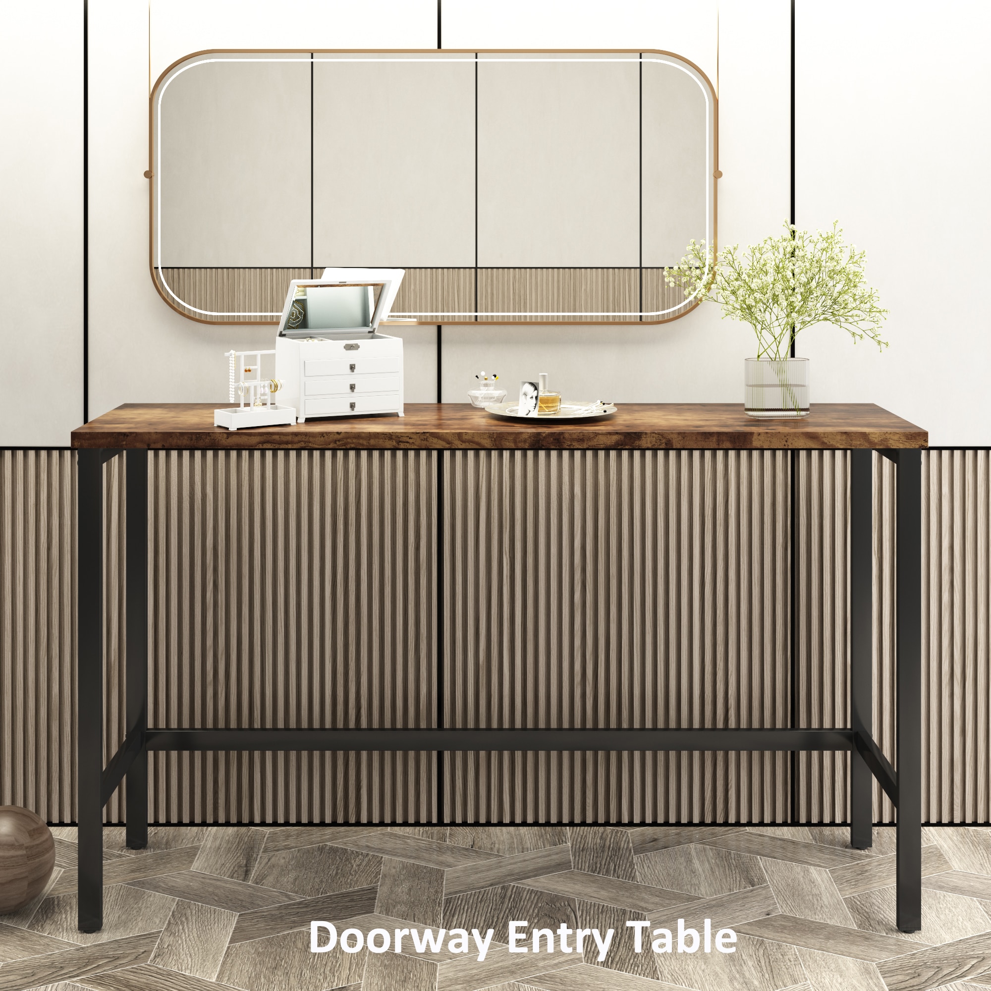 Dimakai Counter Height Extra Long Dining Table Set with 3 Stools Pub ...