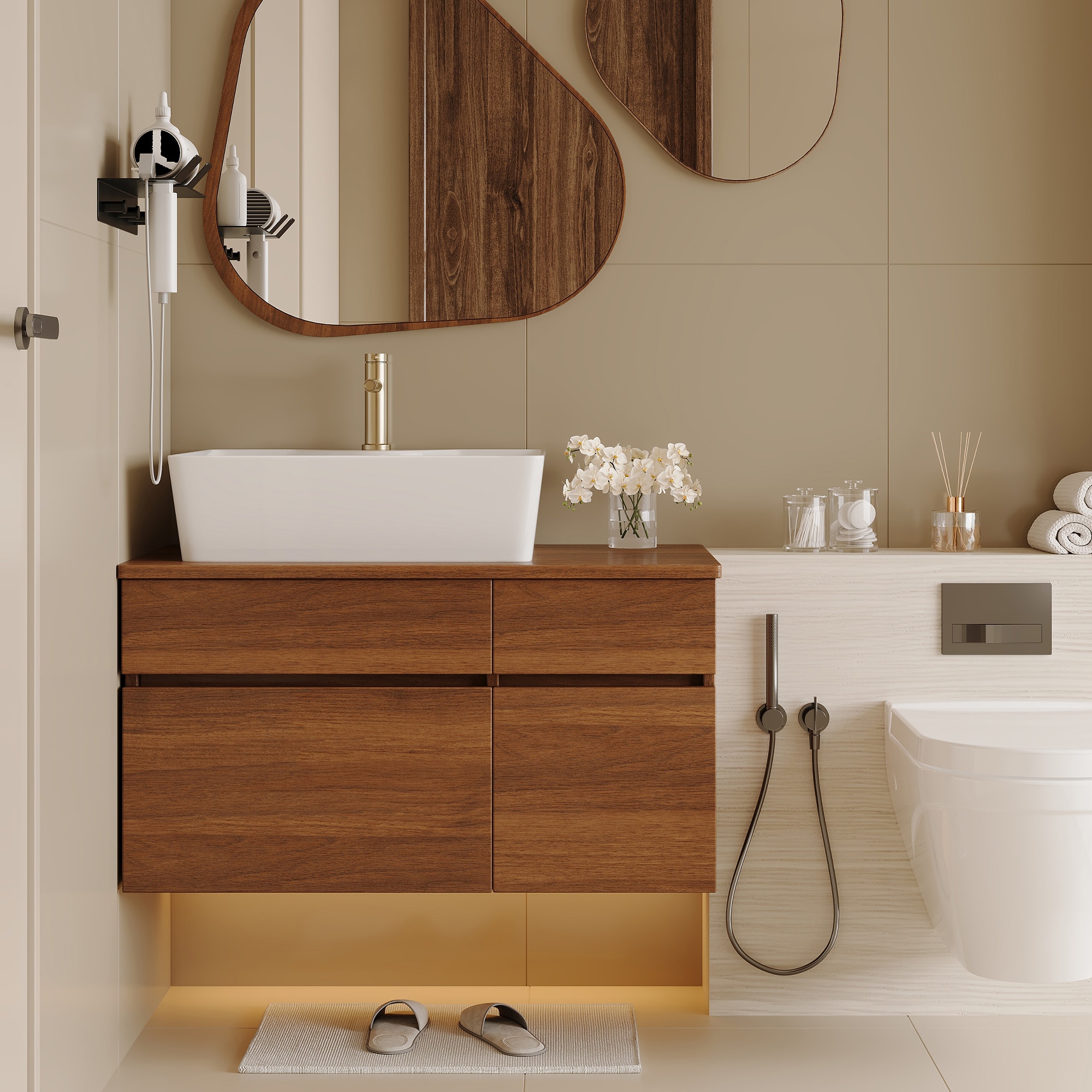Tatayosi Modern Floating Single Small Bathroom Vanity with Sink Space ...