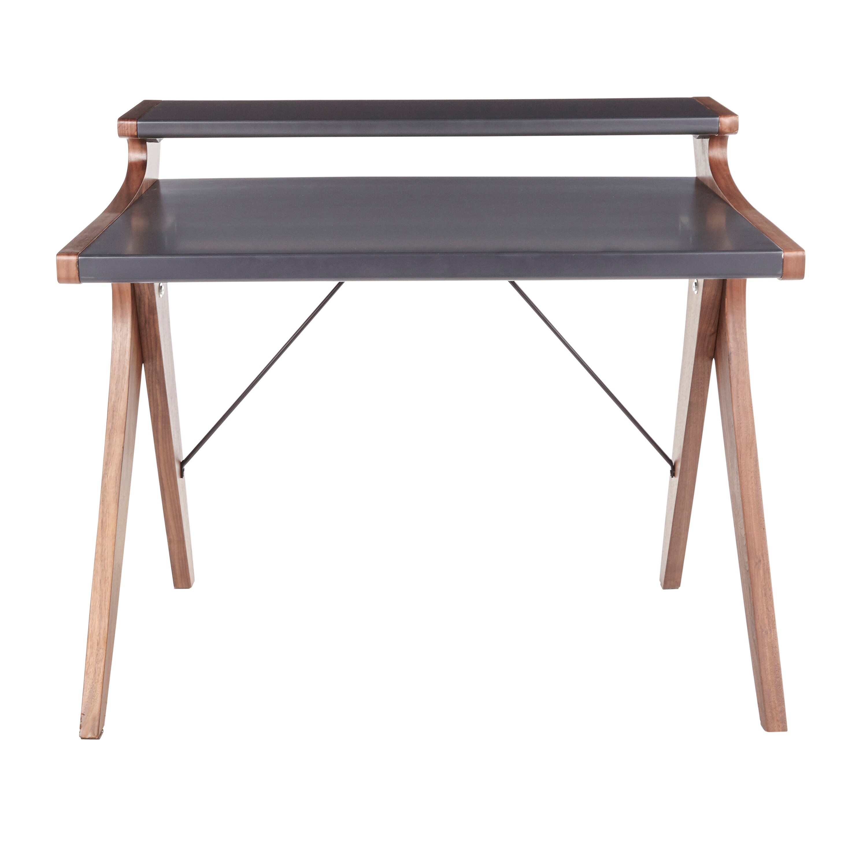 Blisstyle Archer Contemporary Desk in Walnut Wood with Grey Wood Top ...